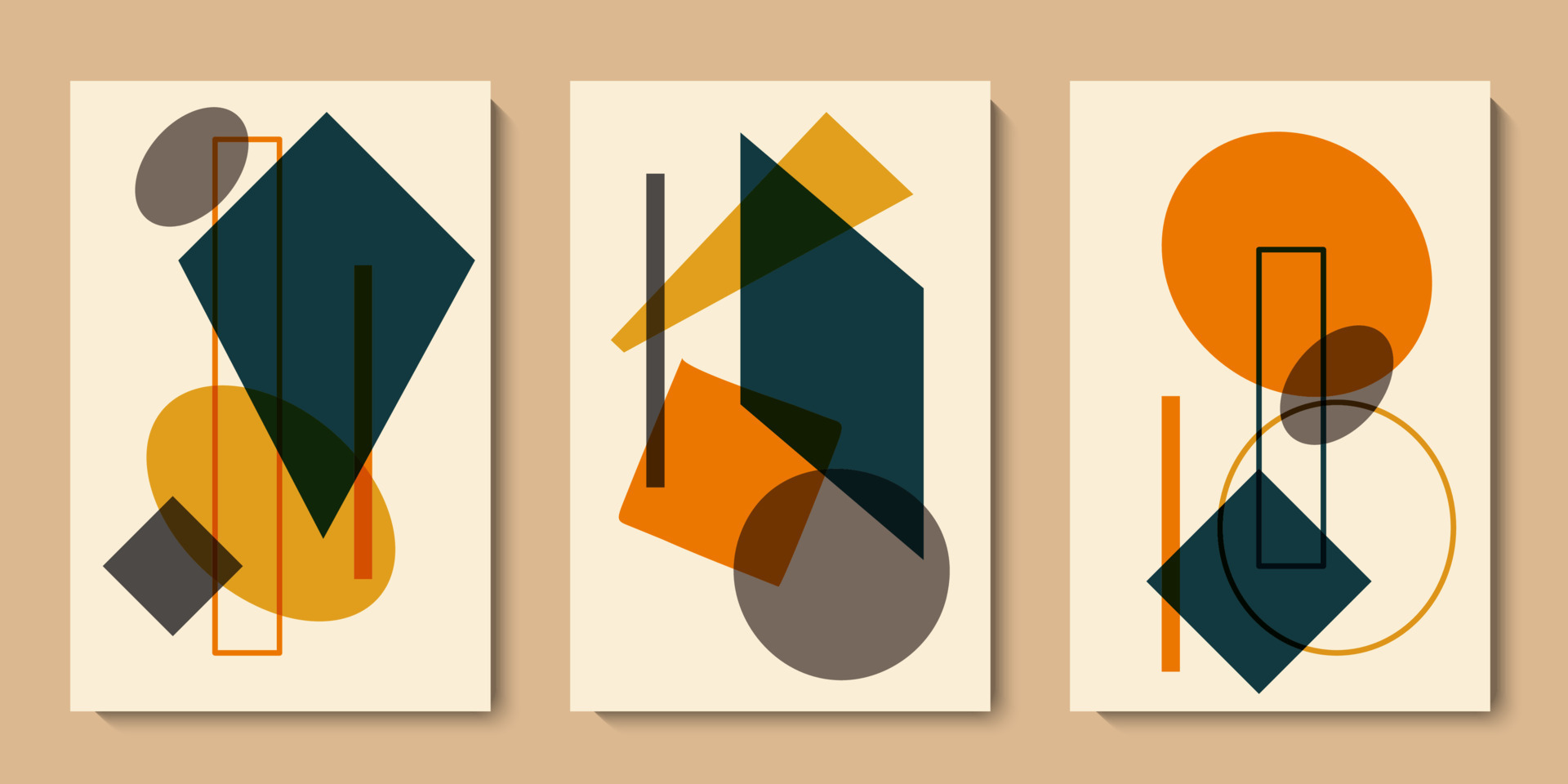 Abstract geometry wall art collection. Modern card set for art gallery ...