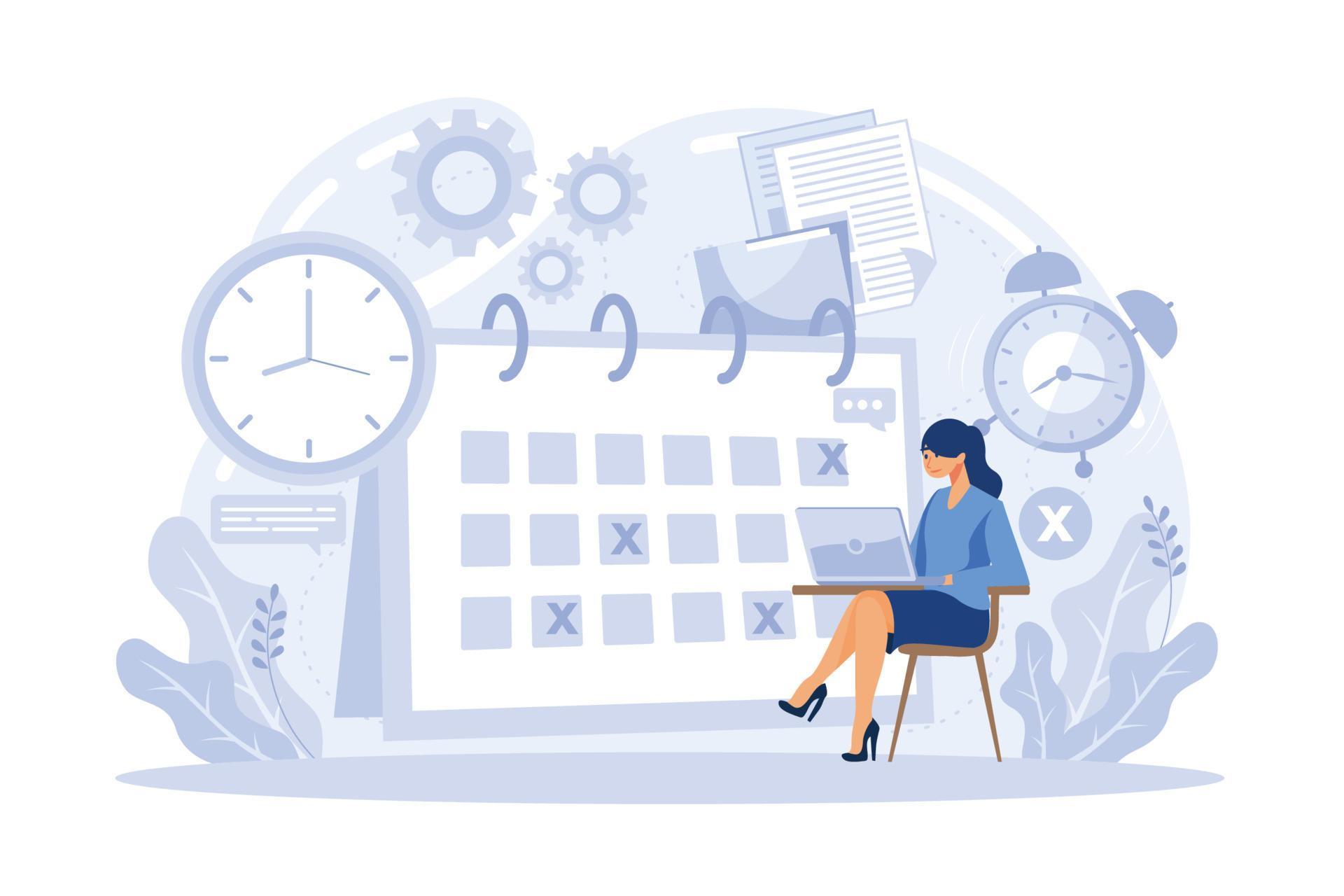 Deadline abstract concept vector illustration. Project management, work ...