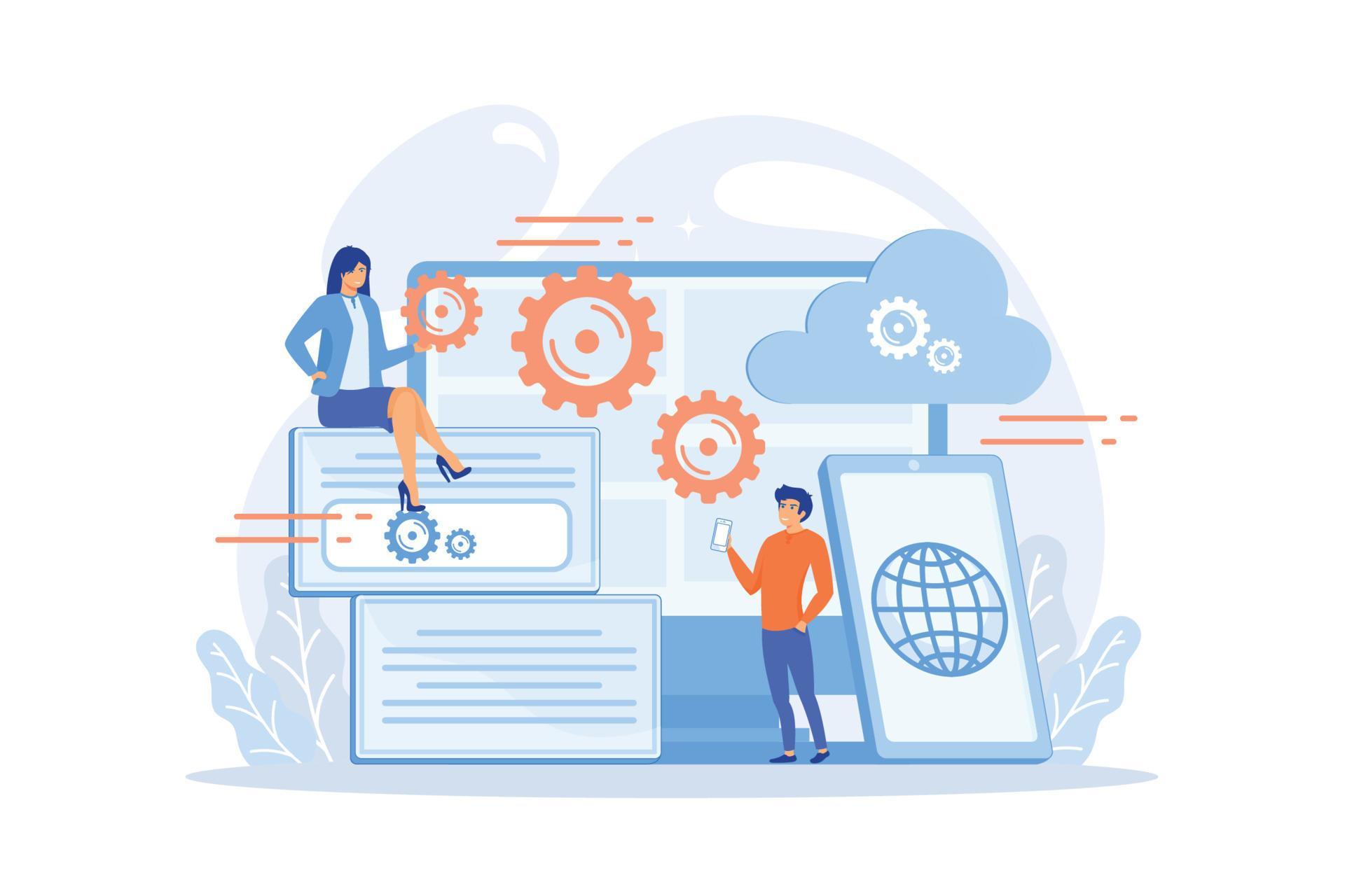 Programmers develop program for platforms. Cross-platform programming, cross-platform ...