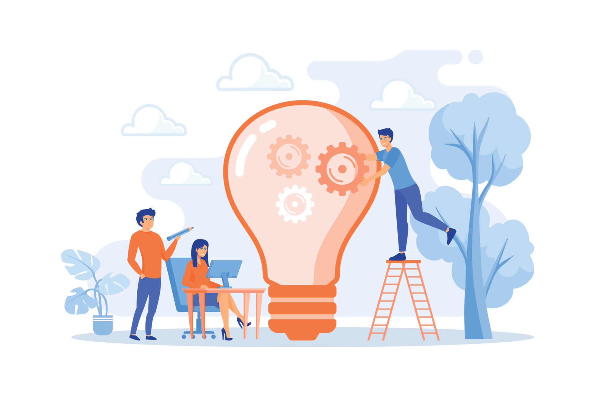 People working in friendly open space workplace. Coworking, freelance ... People working in friendly open space workplace. Coworking, freelance ...