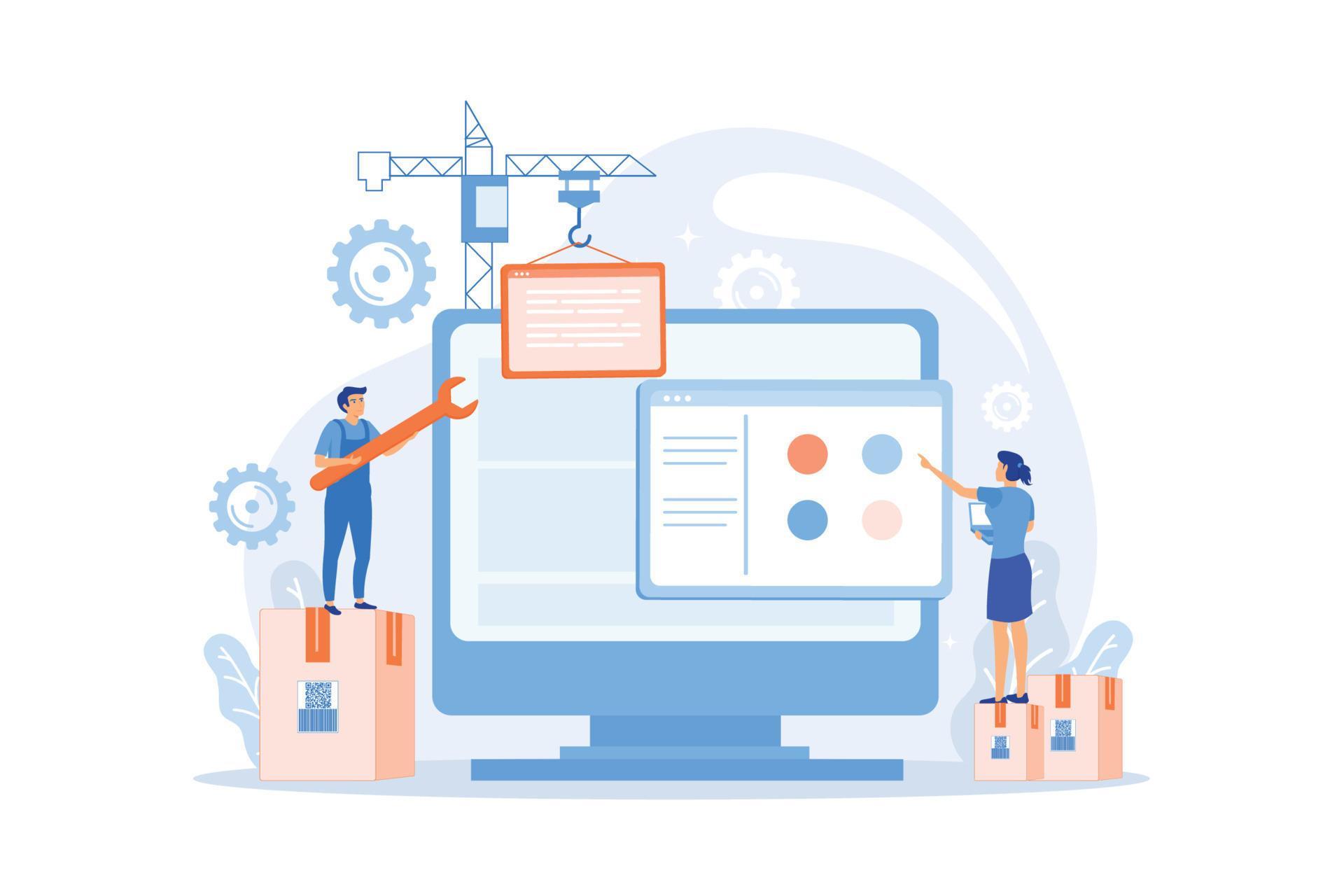 It professionals are creating web site on the laptop screen. Website development or web ...