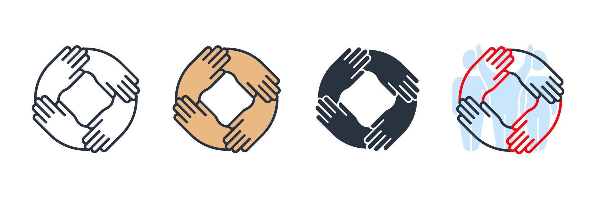 four hands holding together for wrist icon logo vector illustration ...