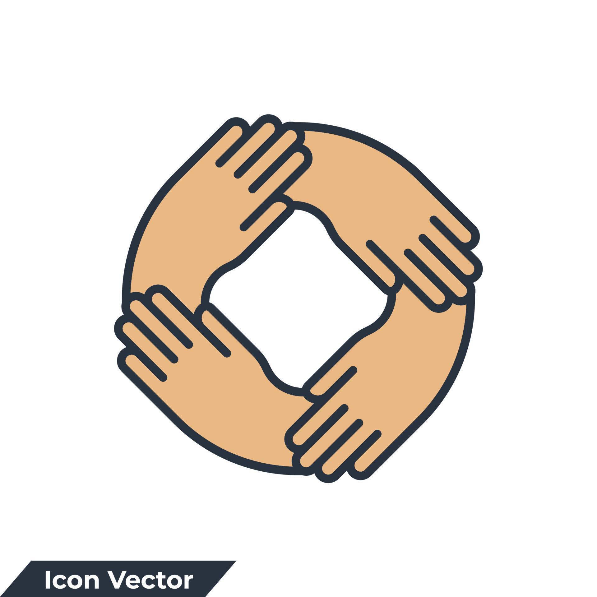 cuatro manos unidas para la ilustración del vector del logotipo del ... cuatro manos unidas para la ilustración del vector del logotipo del ...
