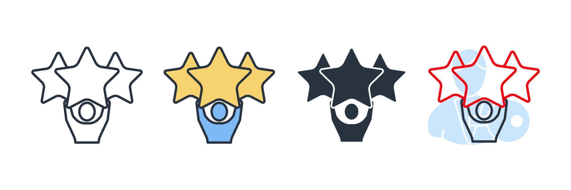 man and a star icon logo vector illustration. excellence symbol ...