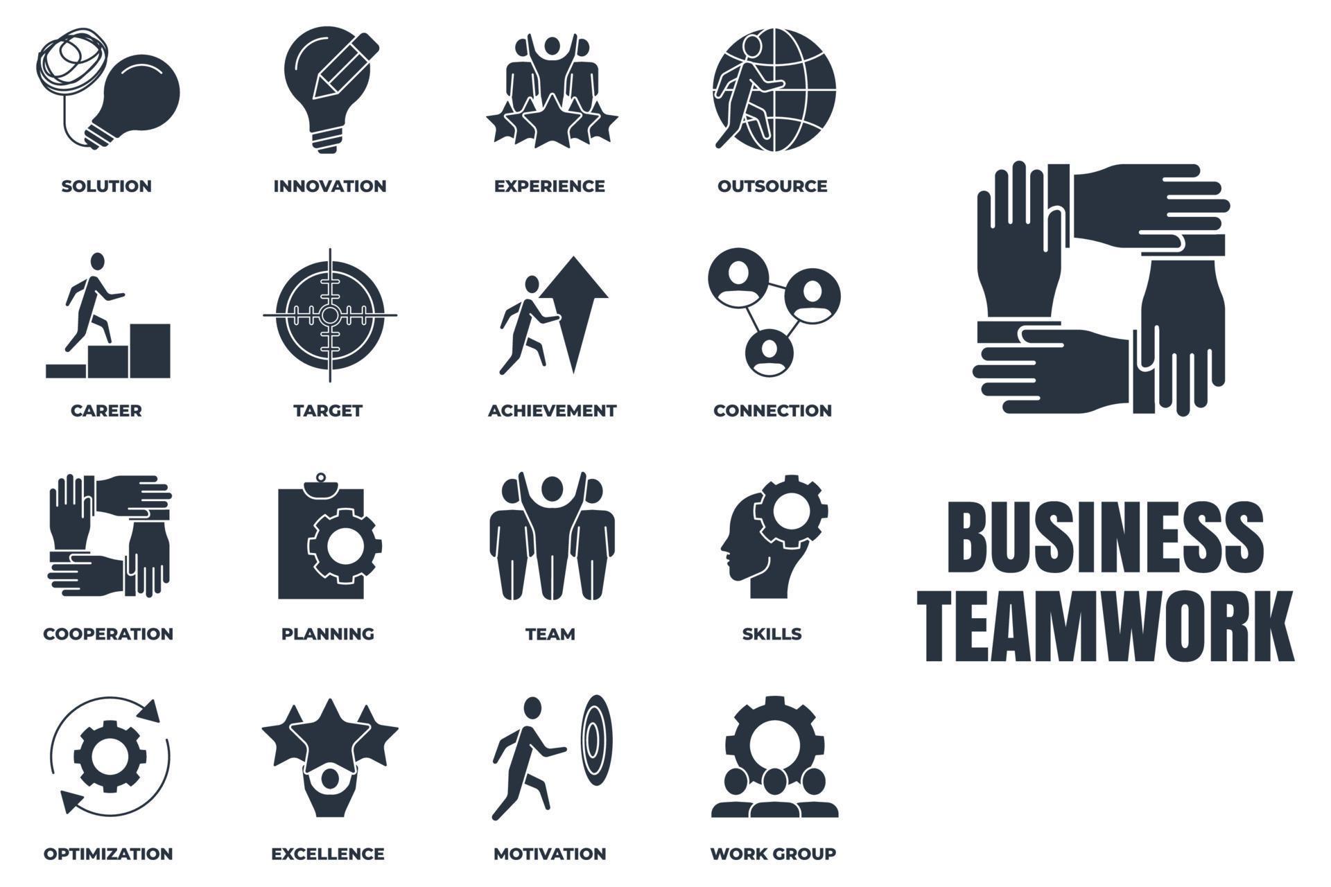 Set of Business teamwork icon logo vector illustration. cooperation ...