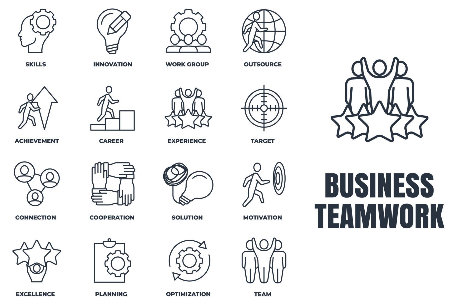 Set of Business teamwork icon logo vector illustration. cooperation ...