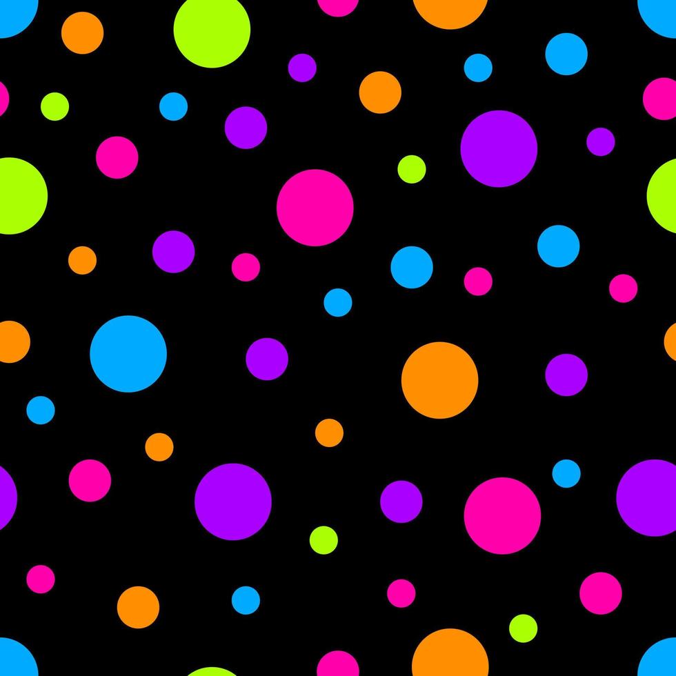 Seamless Pattern Black Background With Colorful Circles Vector