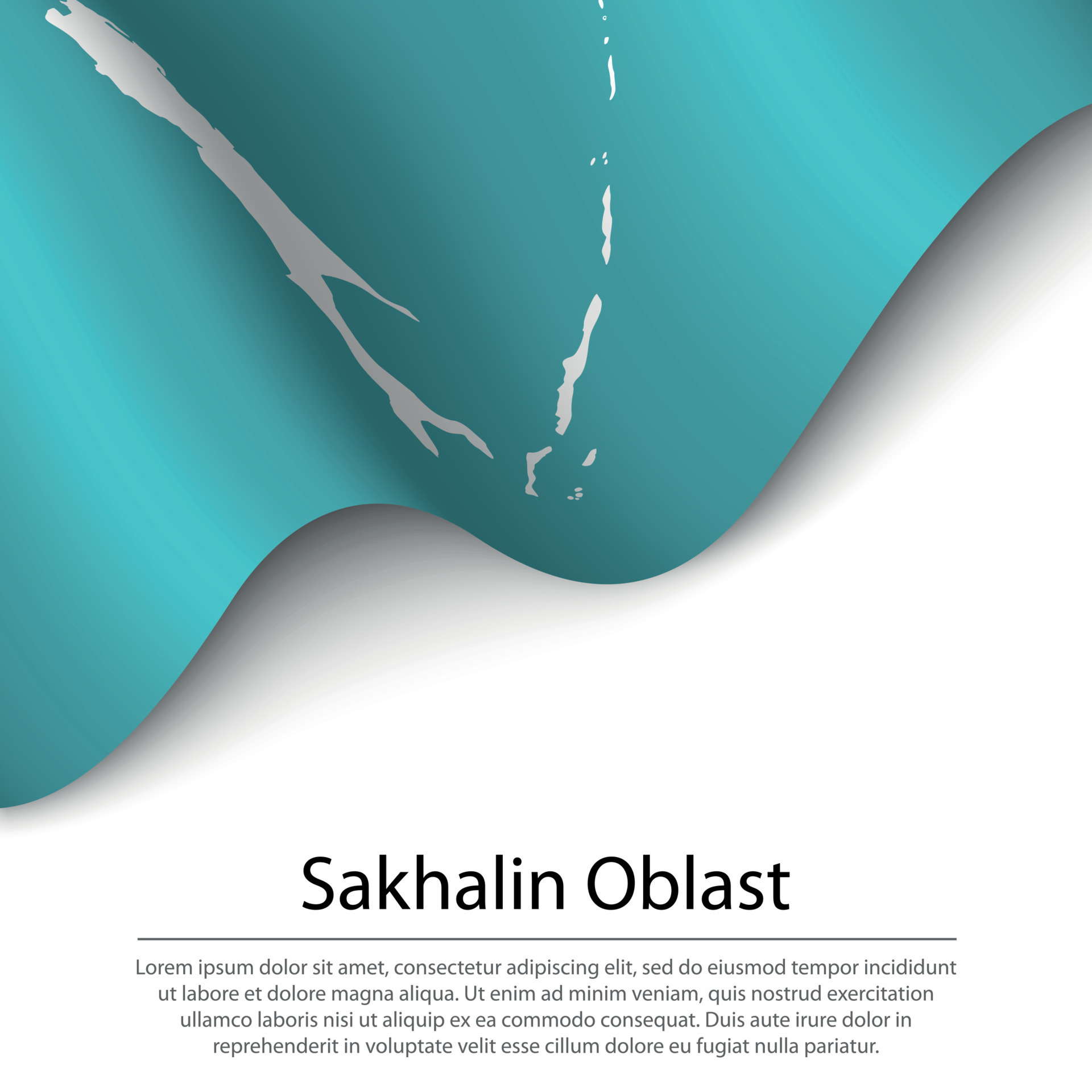 Waving flag of Sakhalin Oblast is a region of Russia on white ba ...