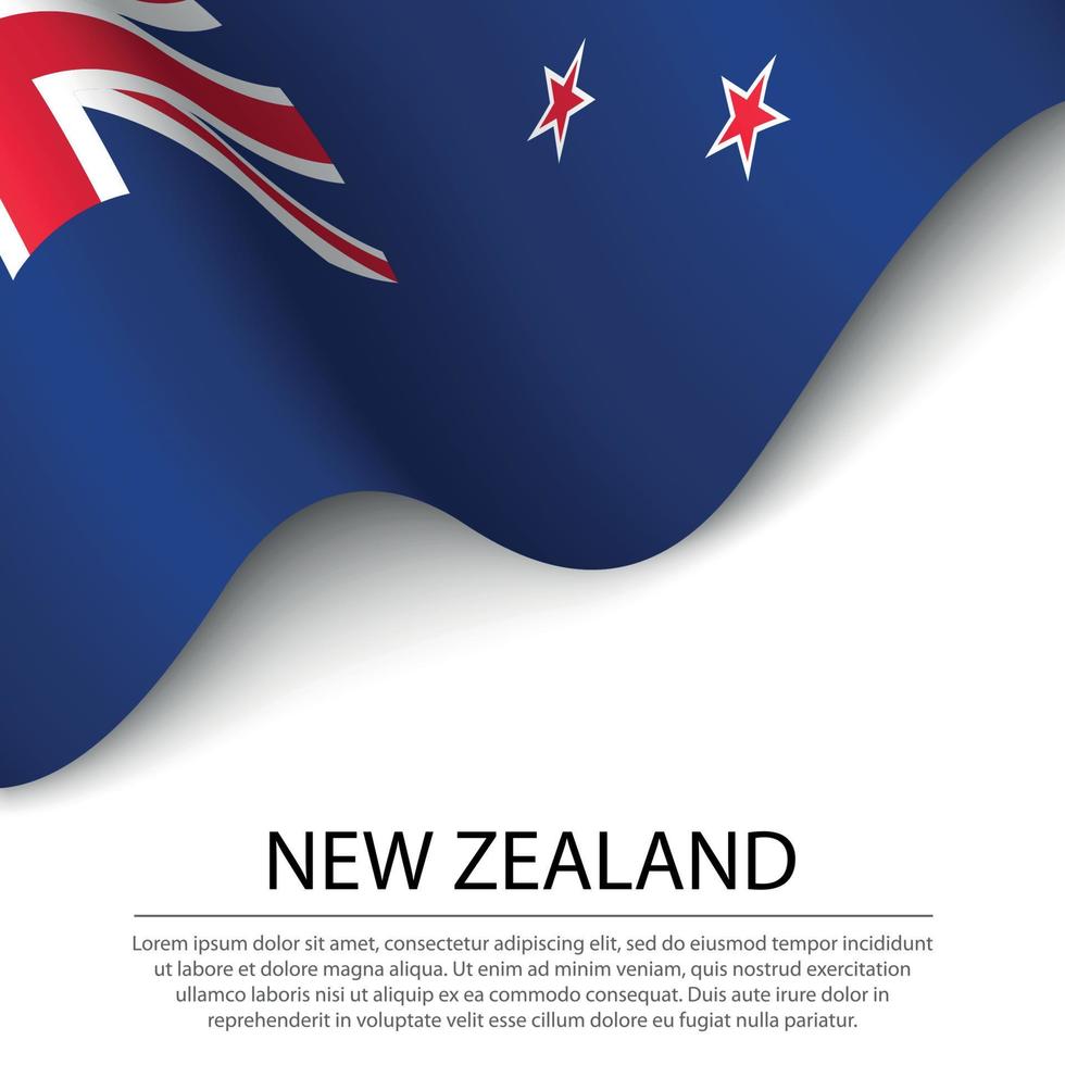 Waving Flag Of New Zealand On White Background Banner Or Ribbon 11433919 Vector Art At Vecteezy