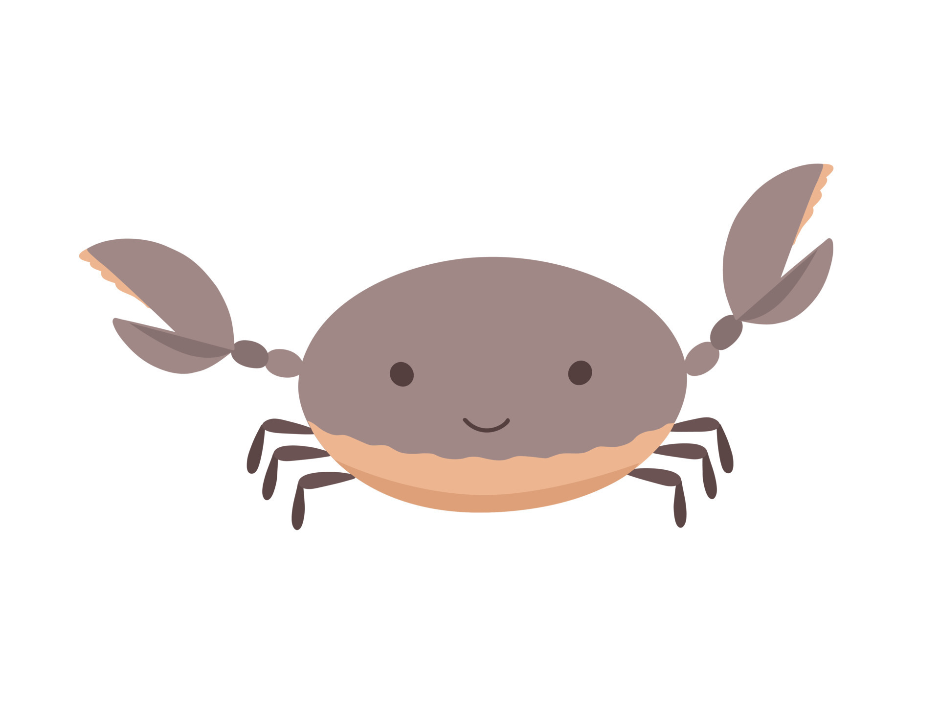 Cute crab simple doodle flat style vector illustration, sea creature ...