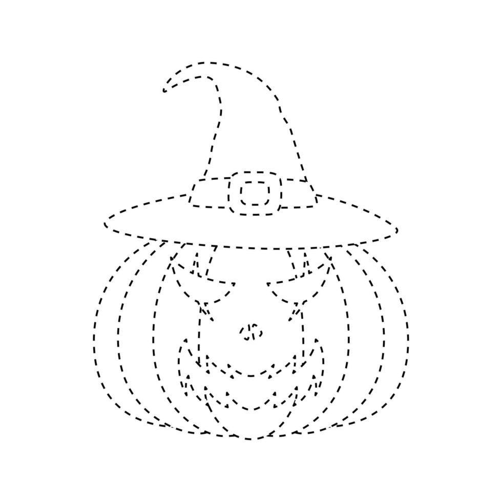 Halloween pumpkin tracing worksheet for kids 11436702 Vector Art at ...