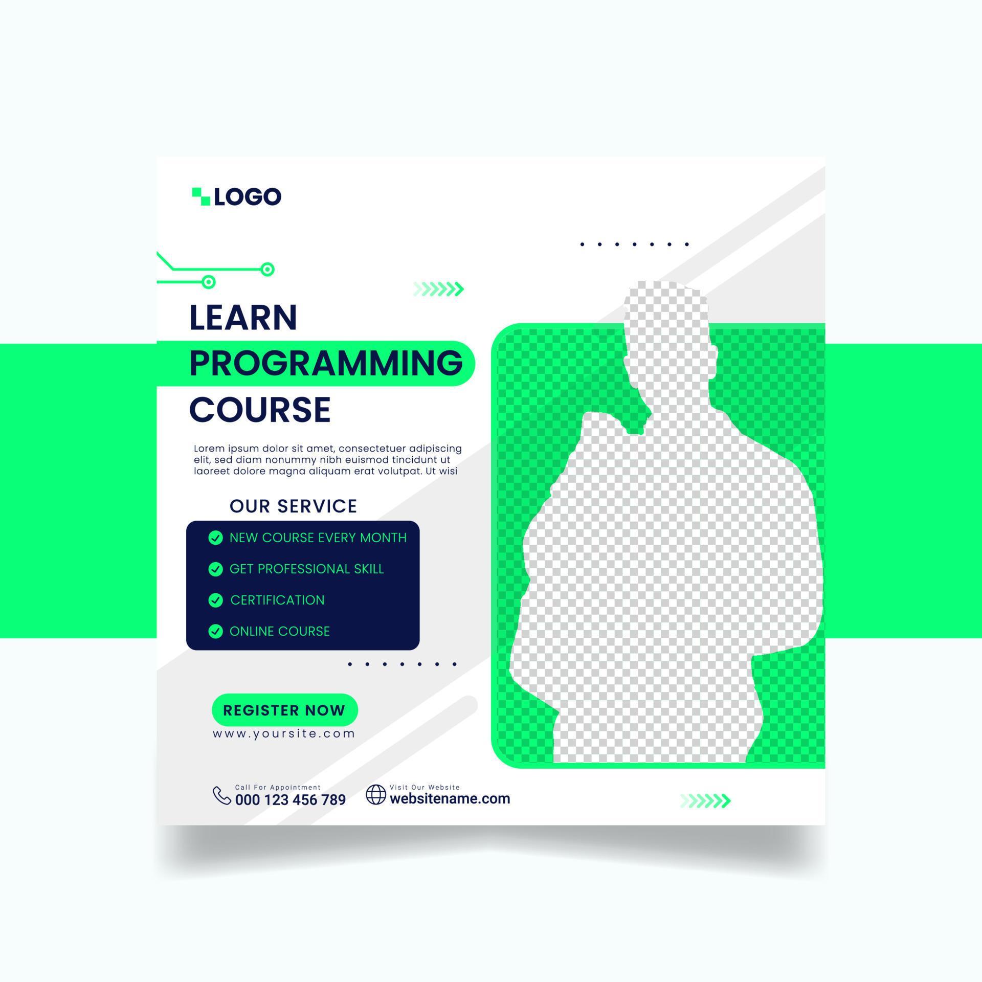 Learn programming social media poster template 11439081 Vector Art at ...