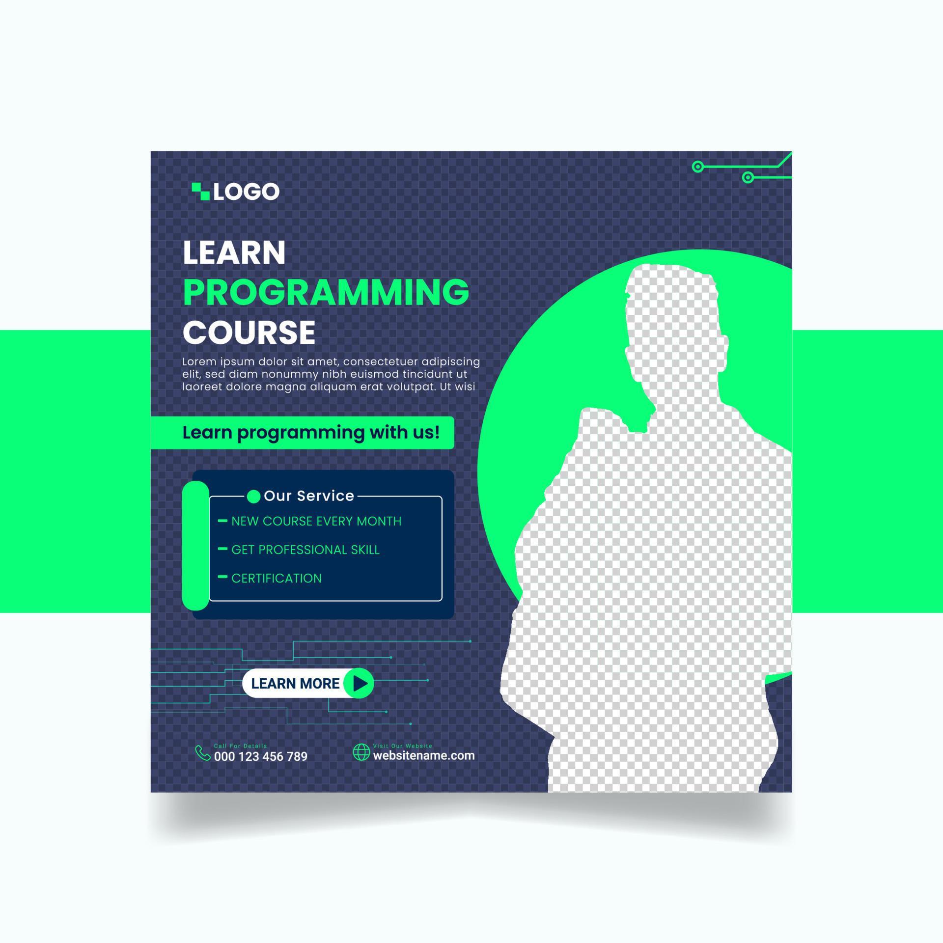 Learn programming social media poster template 11439085 Vector Art at ...