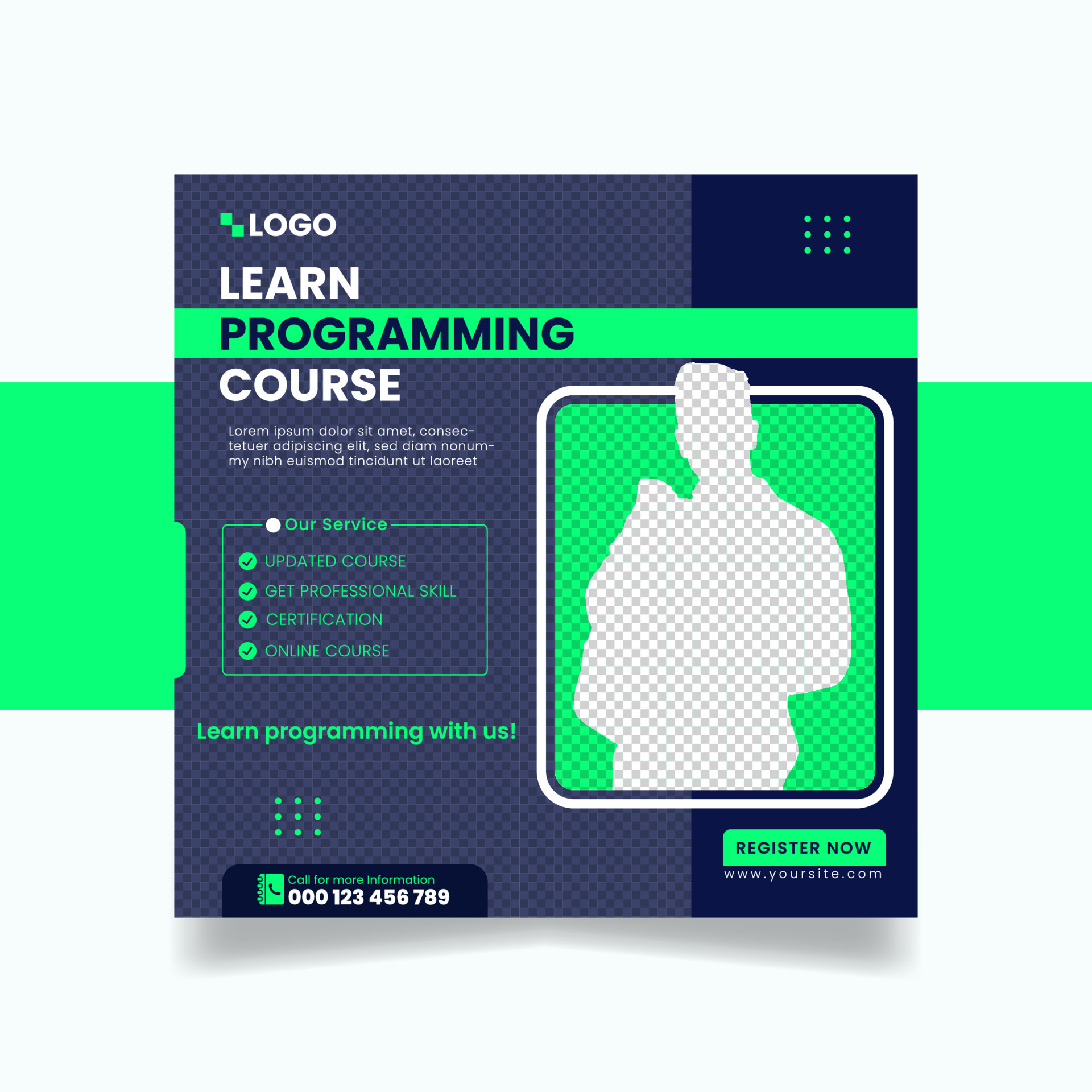 Learn programming social media poster template 11439110 Vector Art at ...