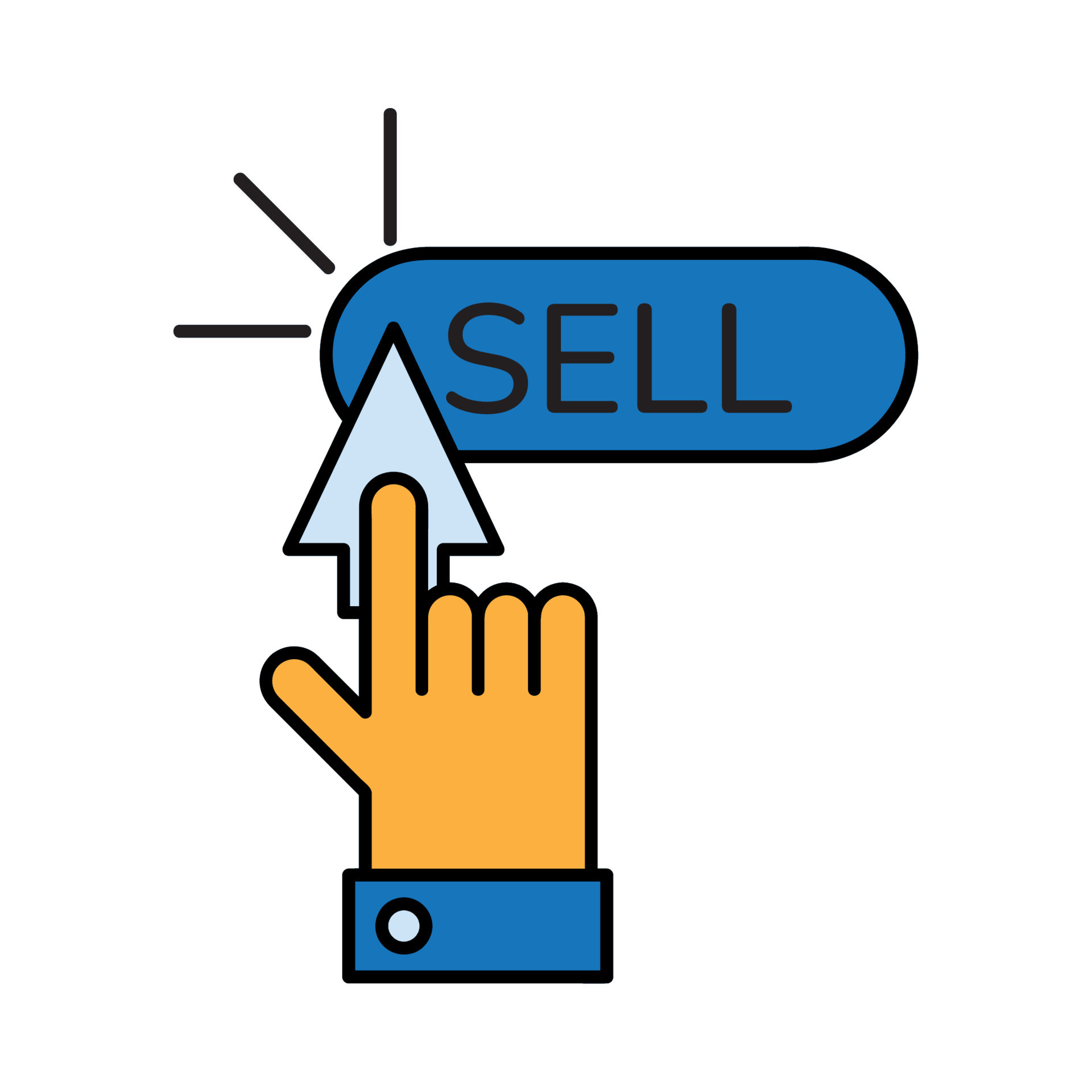 Hand Pushing Sell Button 11441719 Vector Art At Vecteezy