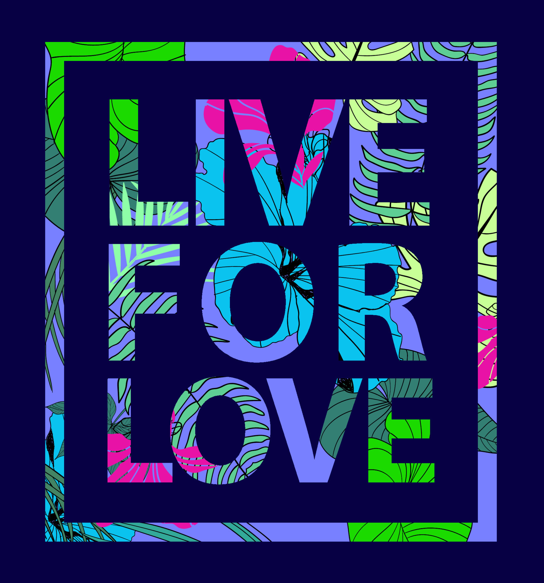 Vector Colorful Tropical Quote In Square Frame Valentine Card Romantic Poster Banner Cover