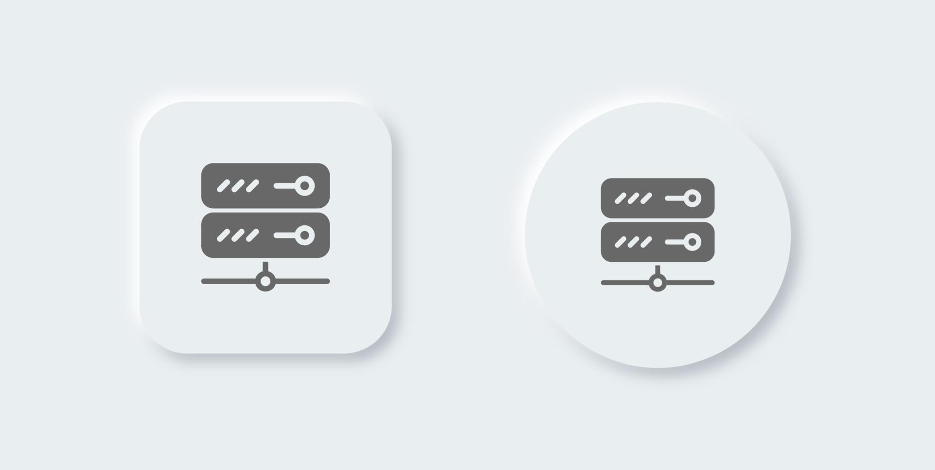 Server Solid Icon In Neomorphic Design Style Database Signs Vector