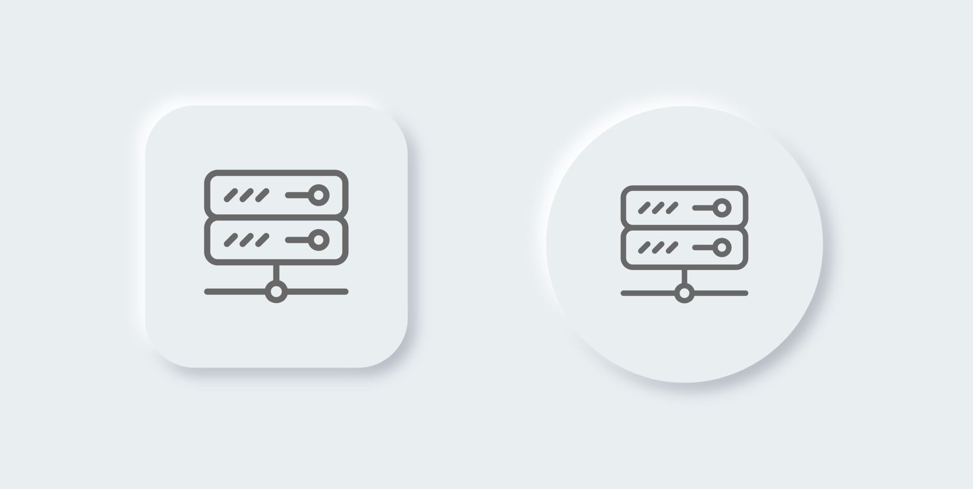 Server Line Icon In Neomorphic Design Style Database Signs Vector