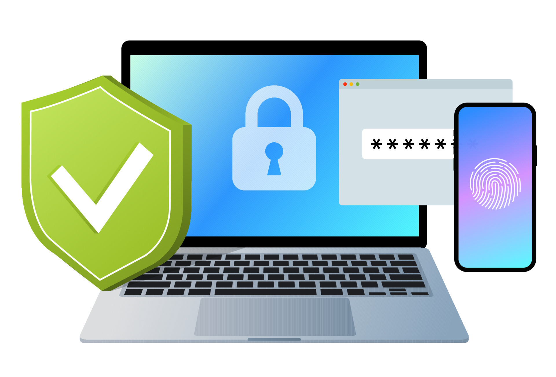 Internet Security Vector Illustration Concept Private Data On Desktop