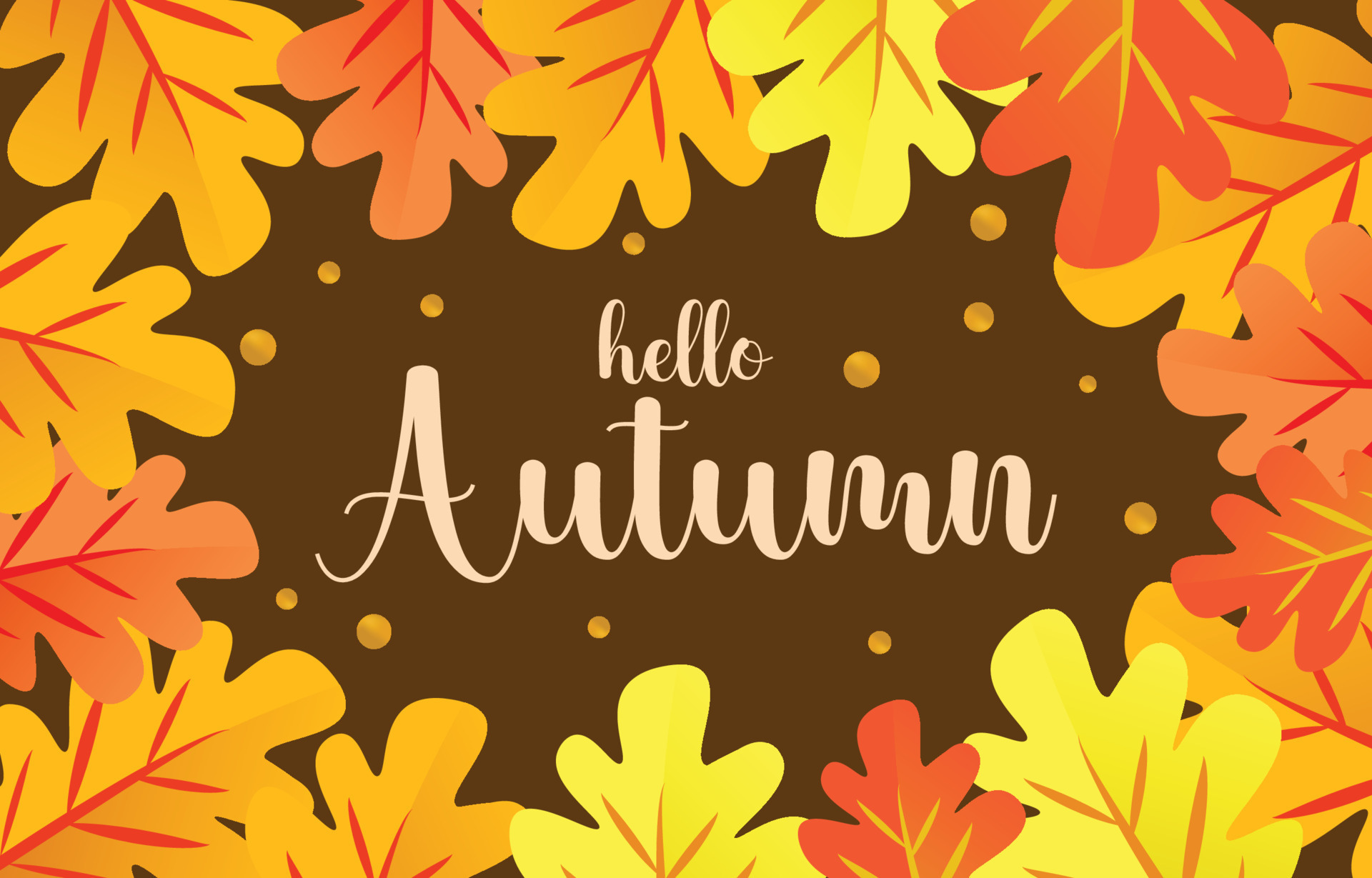 Hello Autumn background with leaves golden yellow. fall concept,For ...
