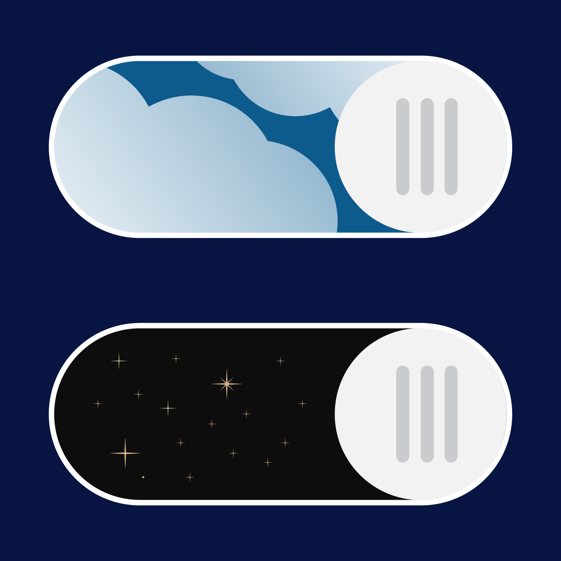 On and off toggle switch buttons. Day and night switch button. Suitable ...