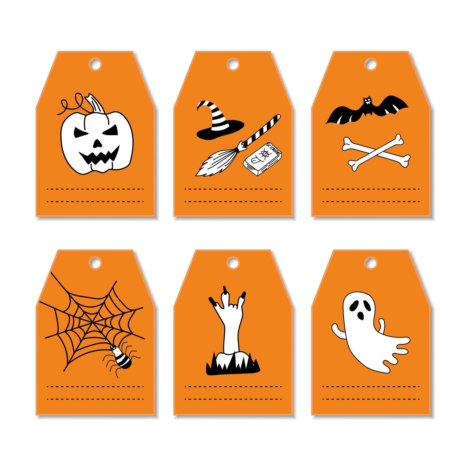 Halloween gift tags with hand drawn elements 11449834 Vector Art at ...