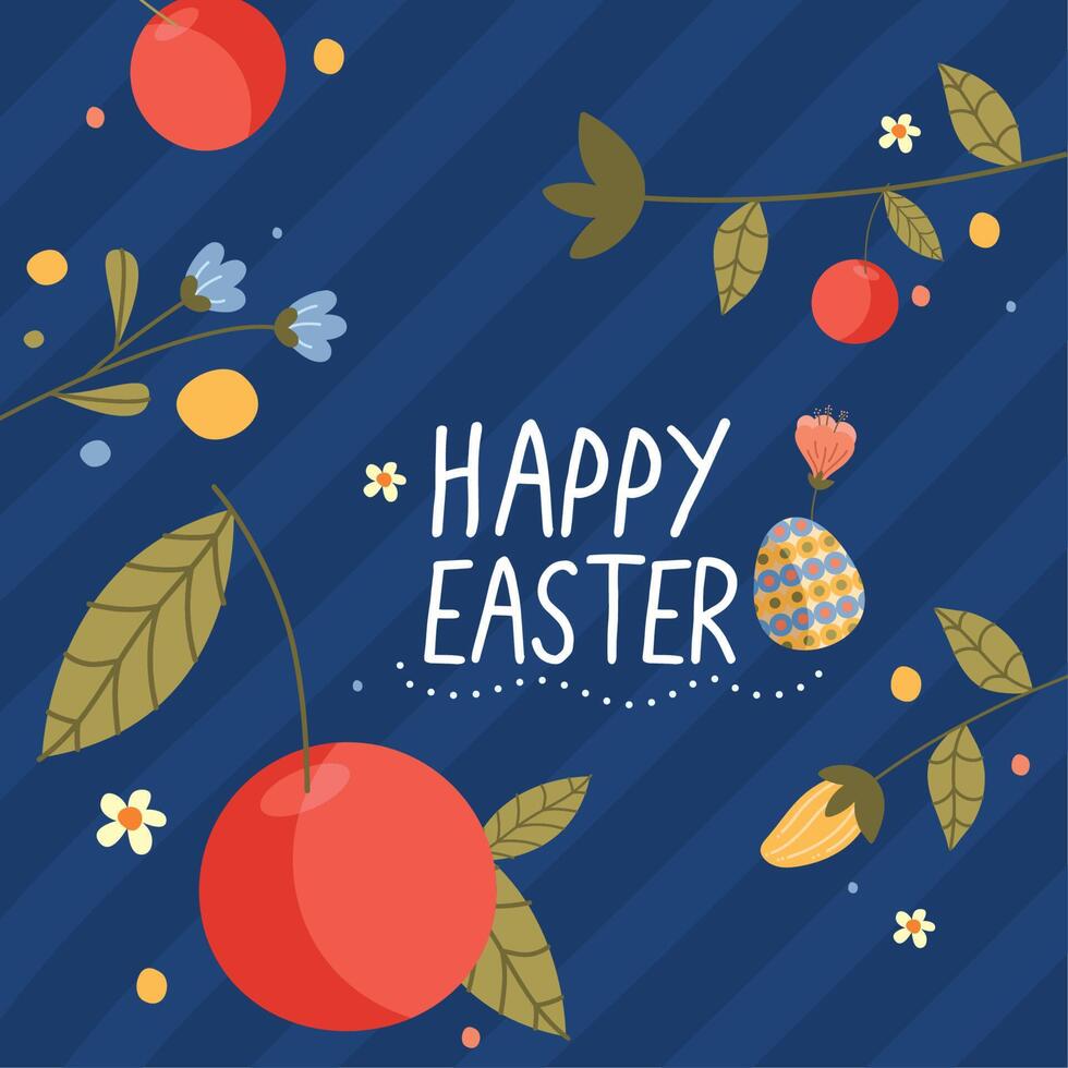 Happy Easter Lettering Postcard 11450786 Vector Art At Vecteezy