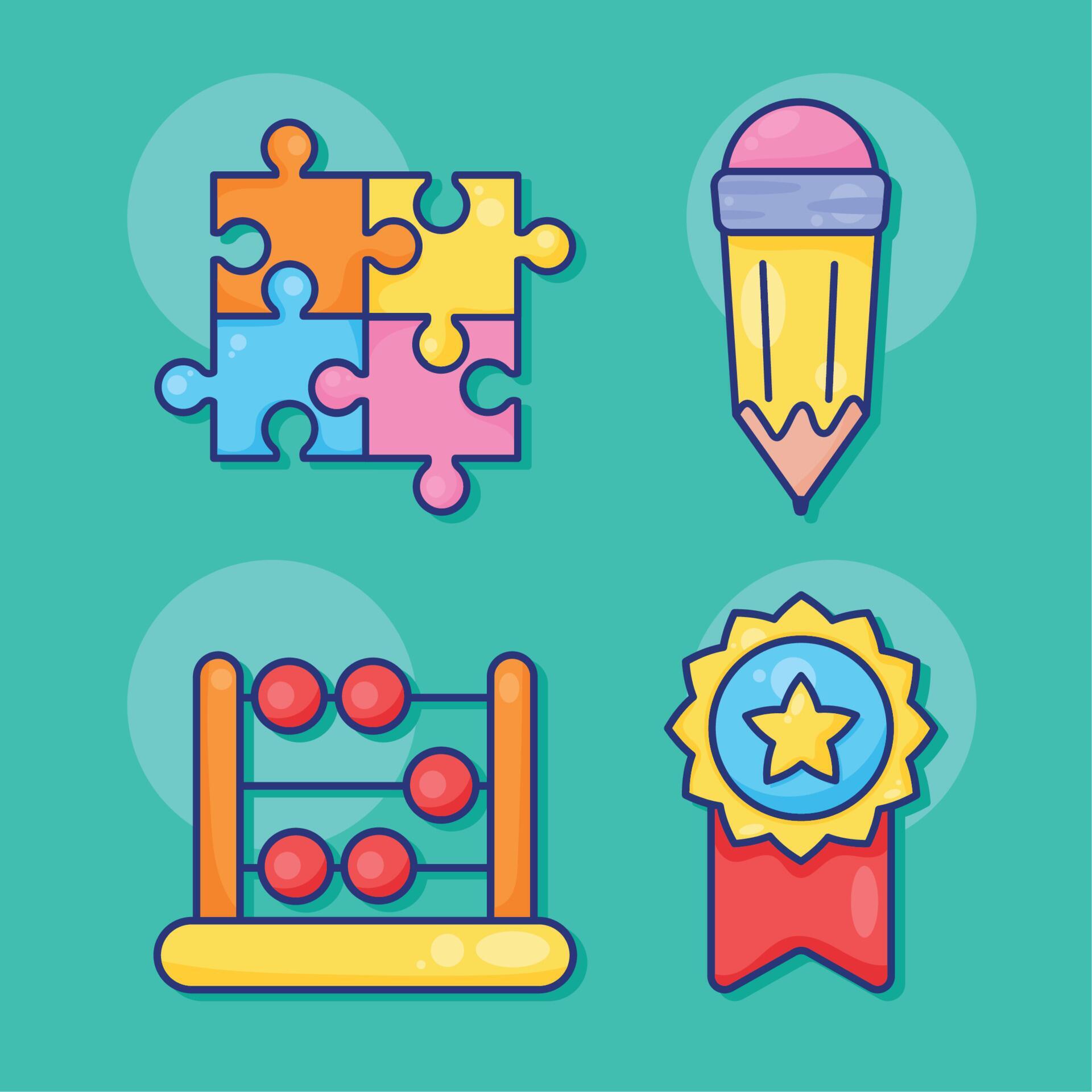 four learning education icons 11451525 Vector Art at Vecteezy