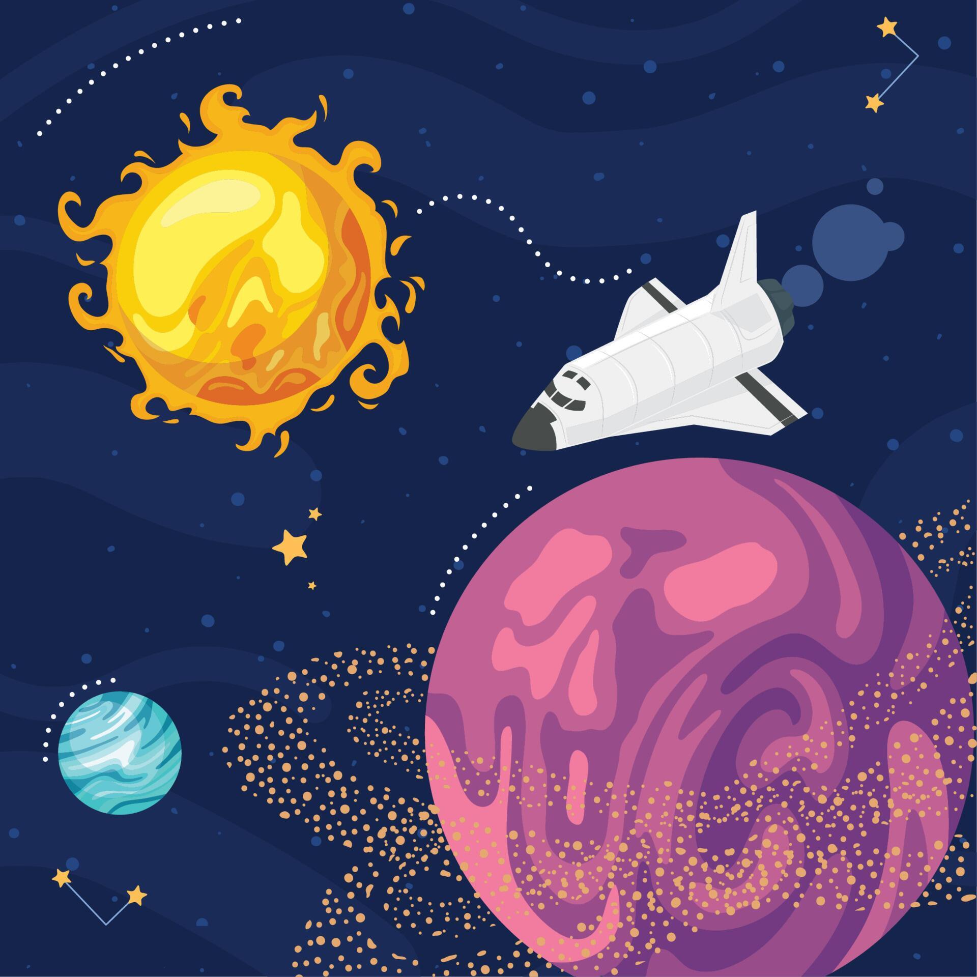 spaceship in solar system 11452124 Vector Art at Vecteezy