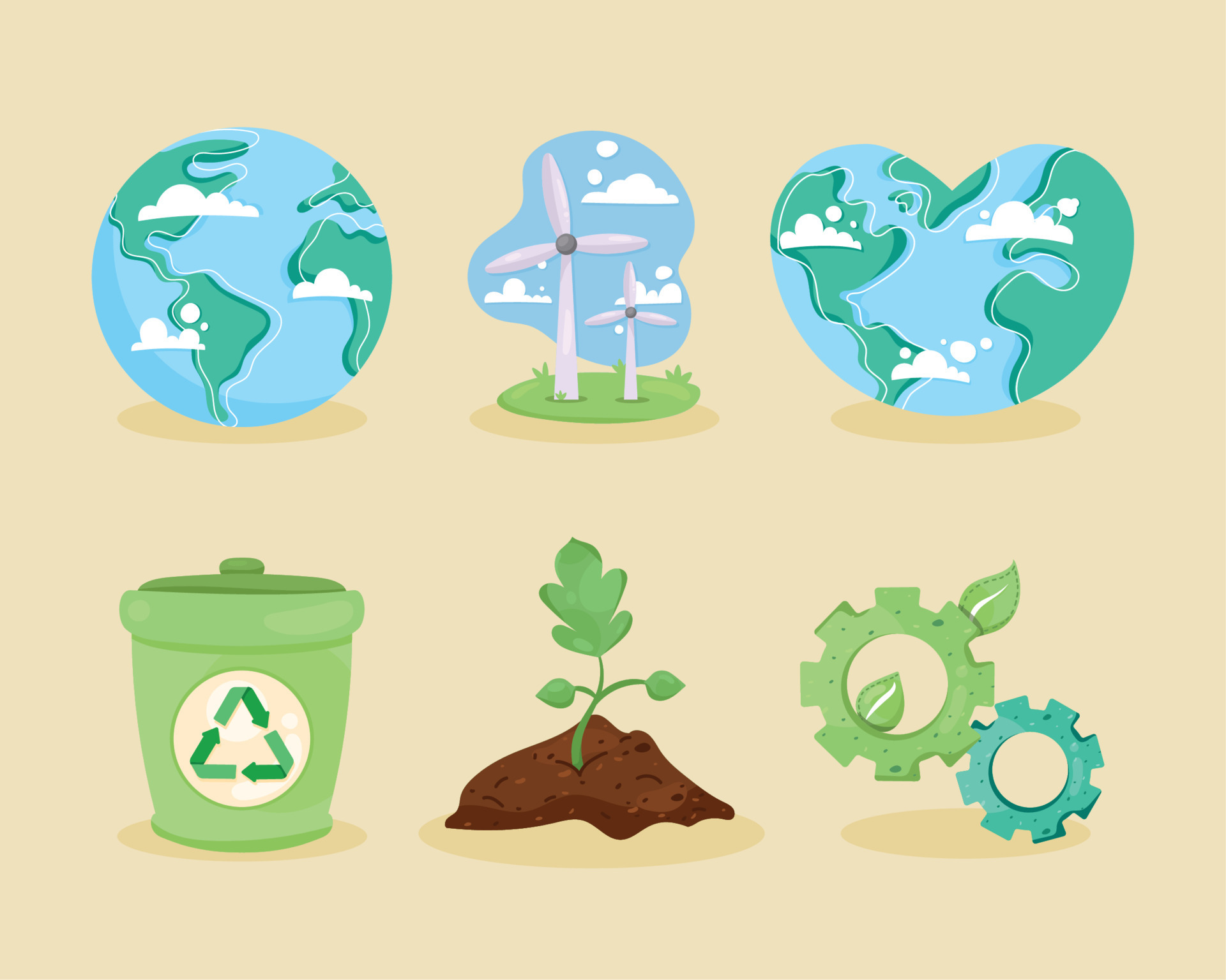six save the planet icons 11452617 Vector Art at Vecteezy