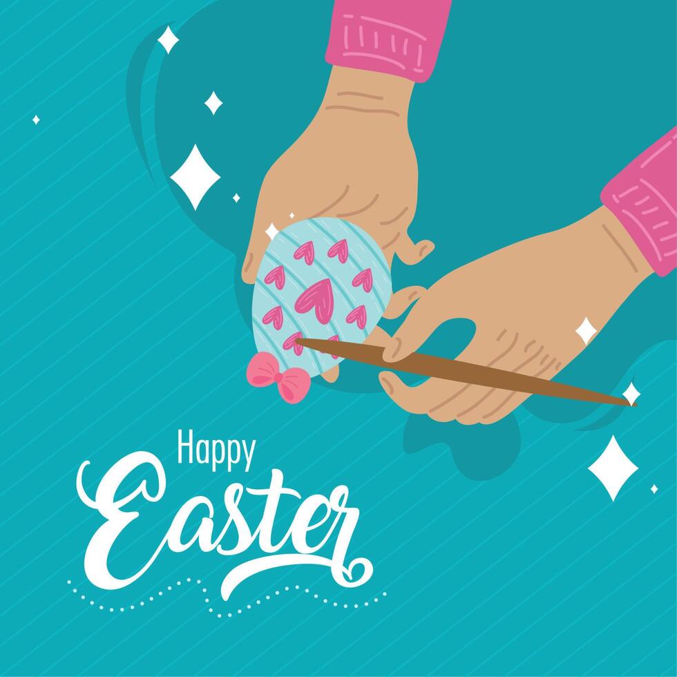 Happy Easter Lettering Poster 11453881 Vector Art At Vecteezy