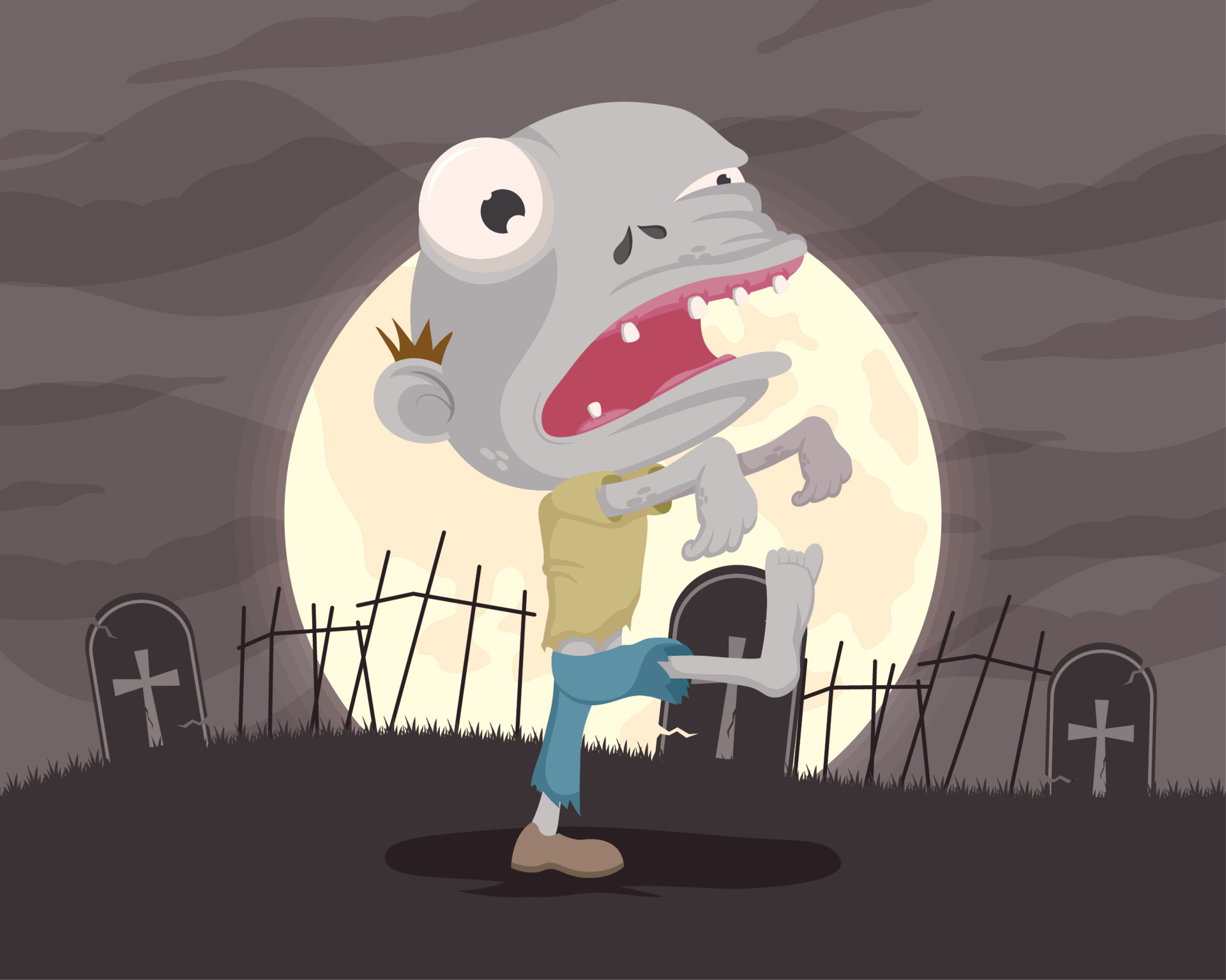 halloween zombie in cemetery 11457495 Vector Art at Vecteezy