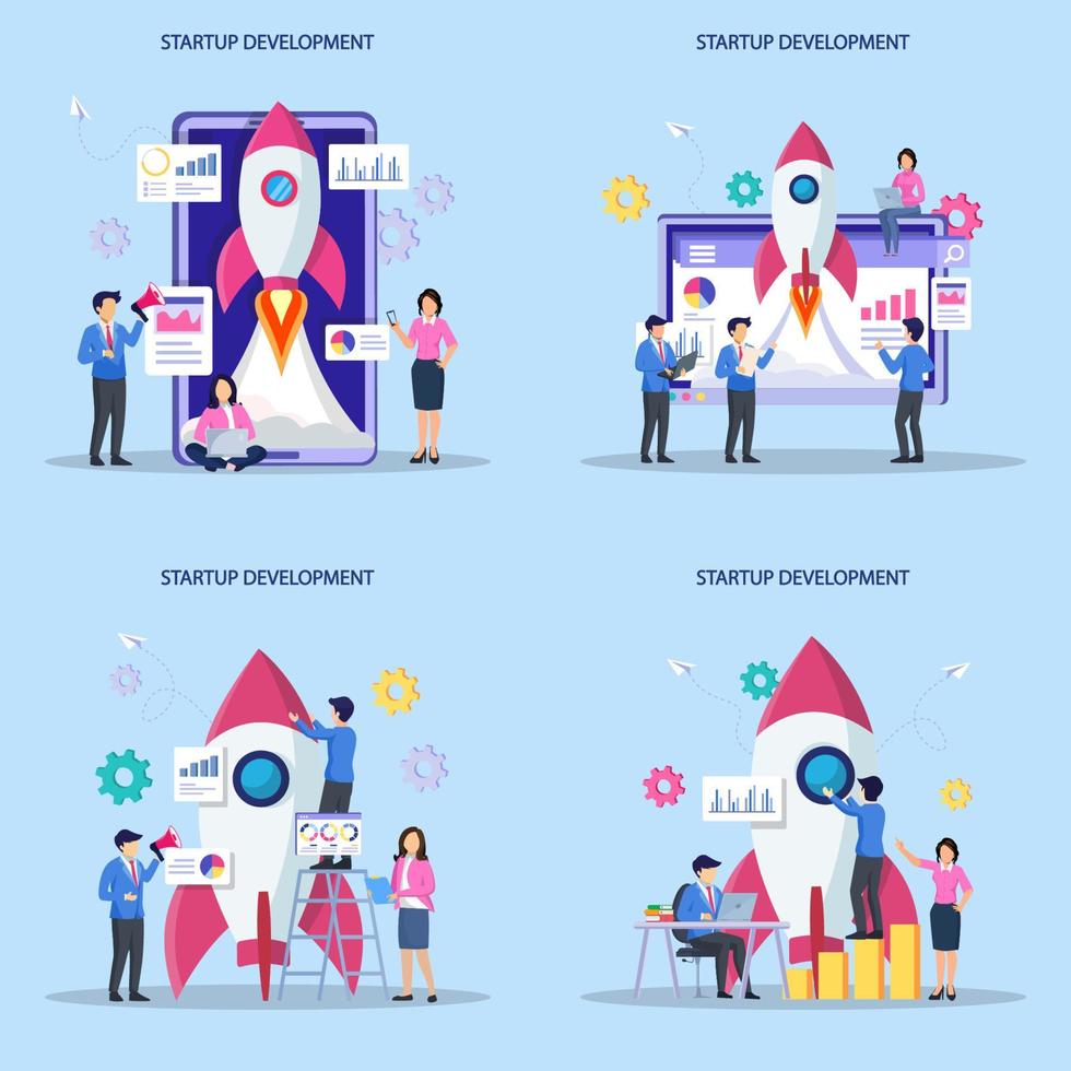 Startup launch concept. Development process, Innovation product ... Startup launch concept. Development process, Innovation product ...