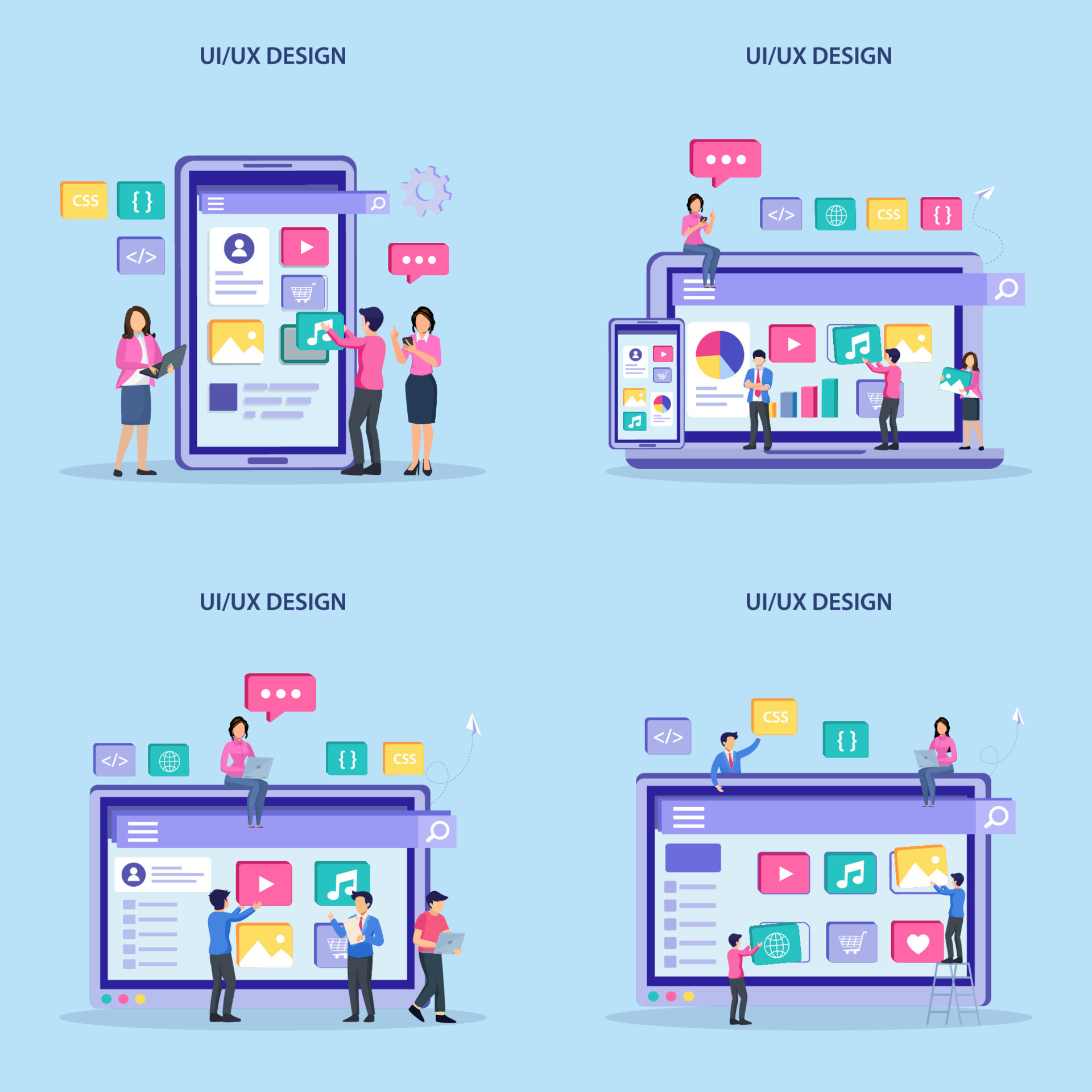 Ui Ux Design Concept Creating An Application Design Content And Text Place Vector