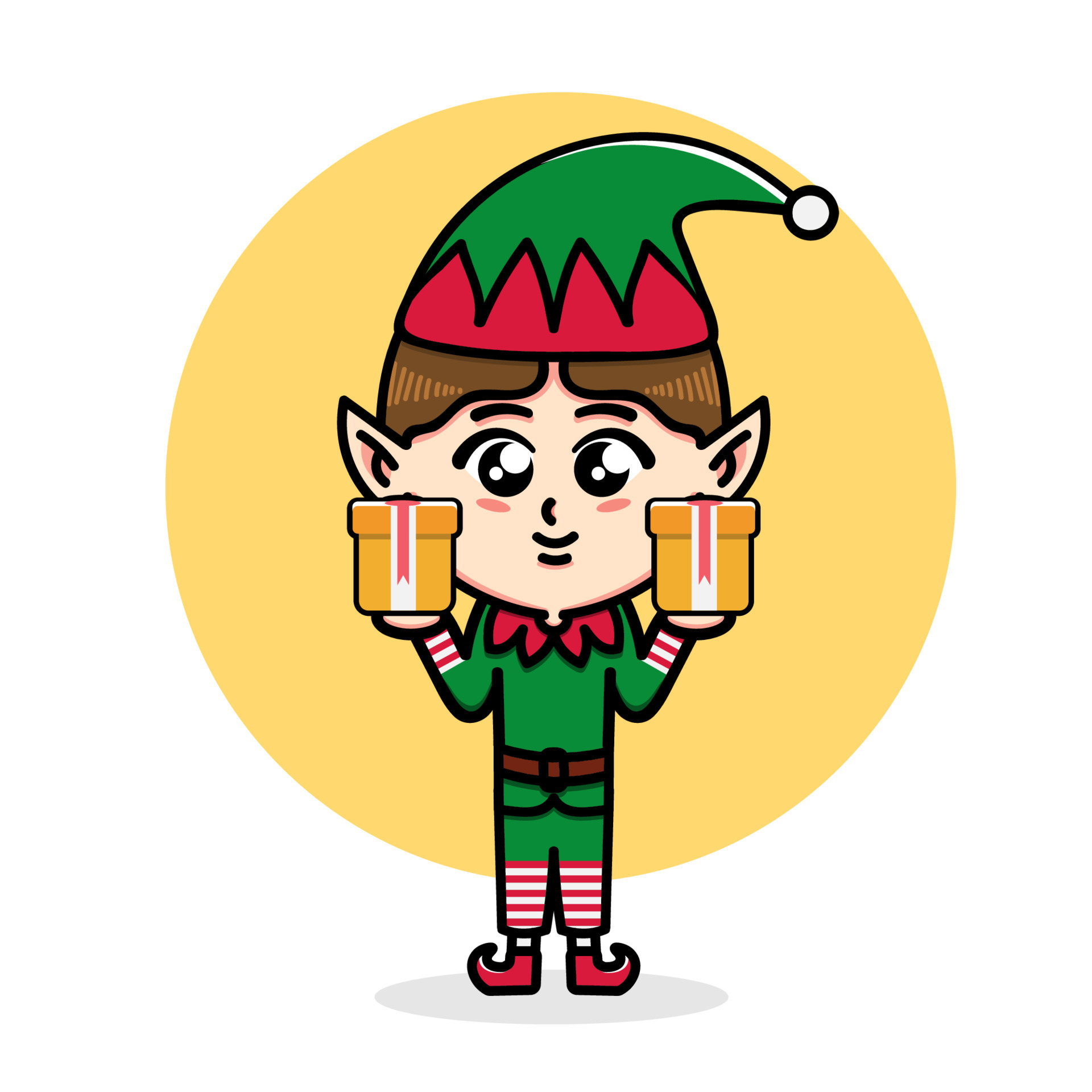 Cute Elf Character Design Brings Christmas Ts 11459317 Vector Art At Vecteezy