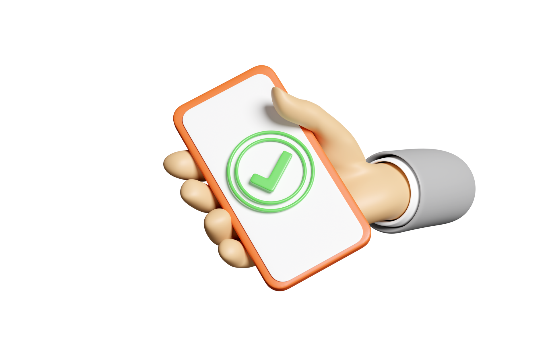 3d Hand Holding Smartphone With Check Marks Tick Symbols Isolated Hand Using Mobile Phone