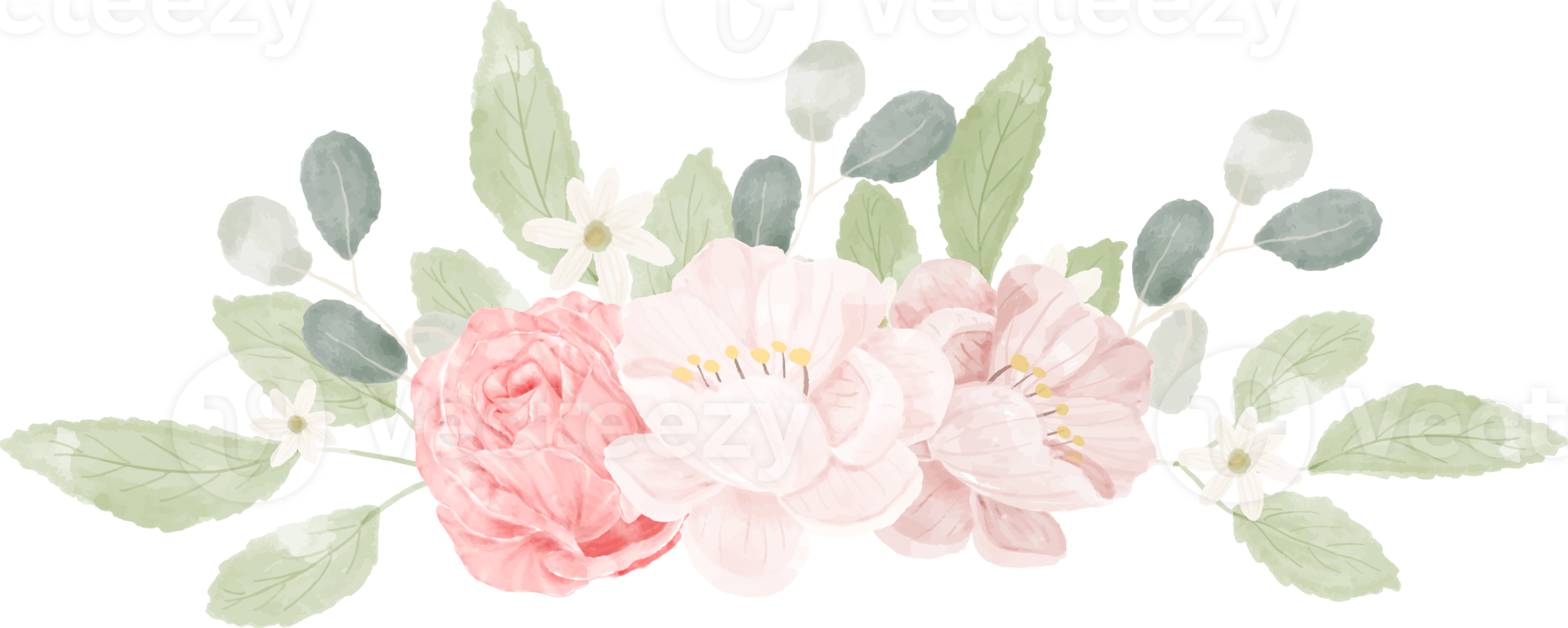 pink pastel watercolor rose flower bouquet arrangement 11461293 PNG