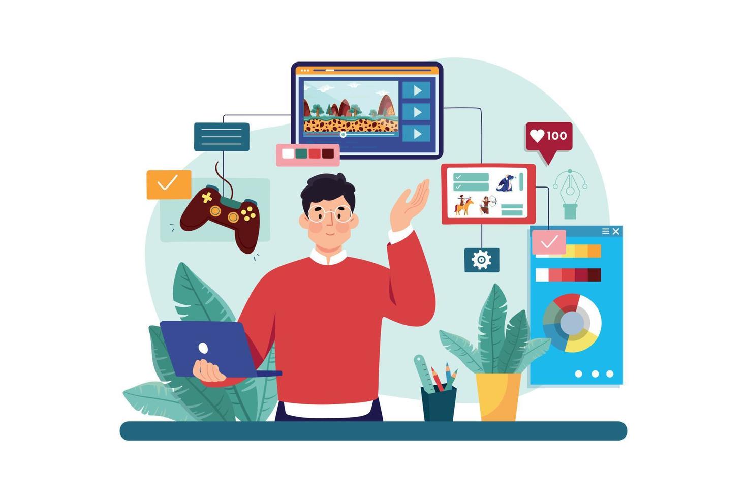 Video Game Designer Illustration concept on white background 11466535 ... Video Game Designer Illustration concept on white background 11466535 ...