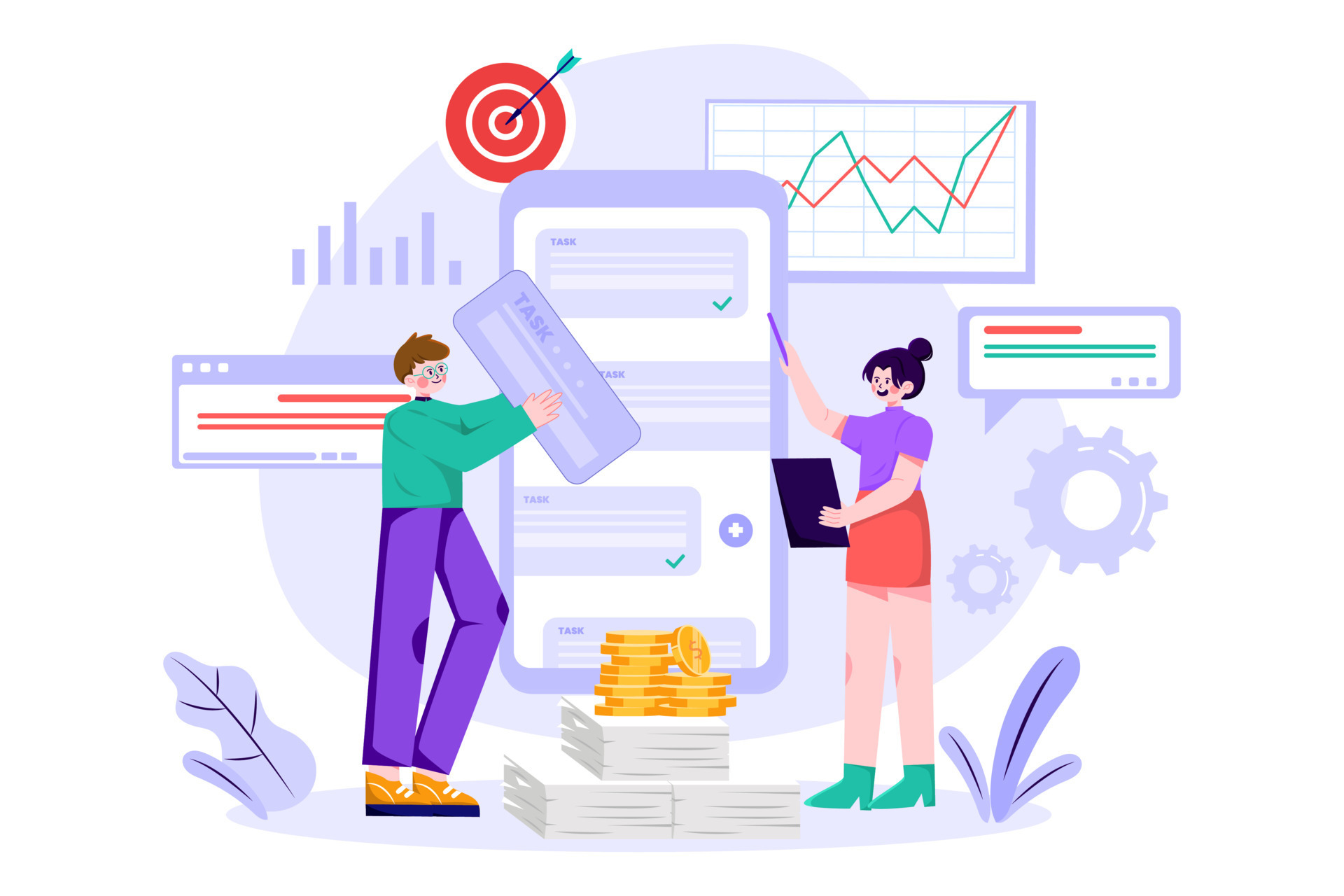 Business task management Illustration concept on white background ... Business task management Illustration concept on white background ...