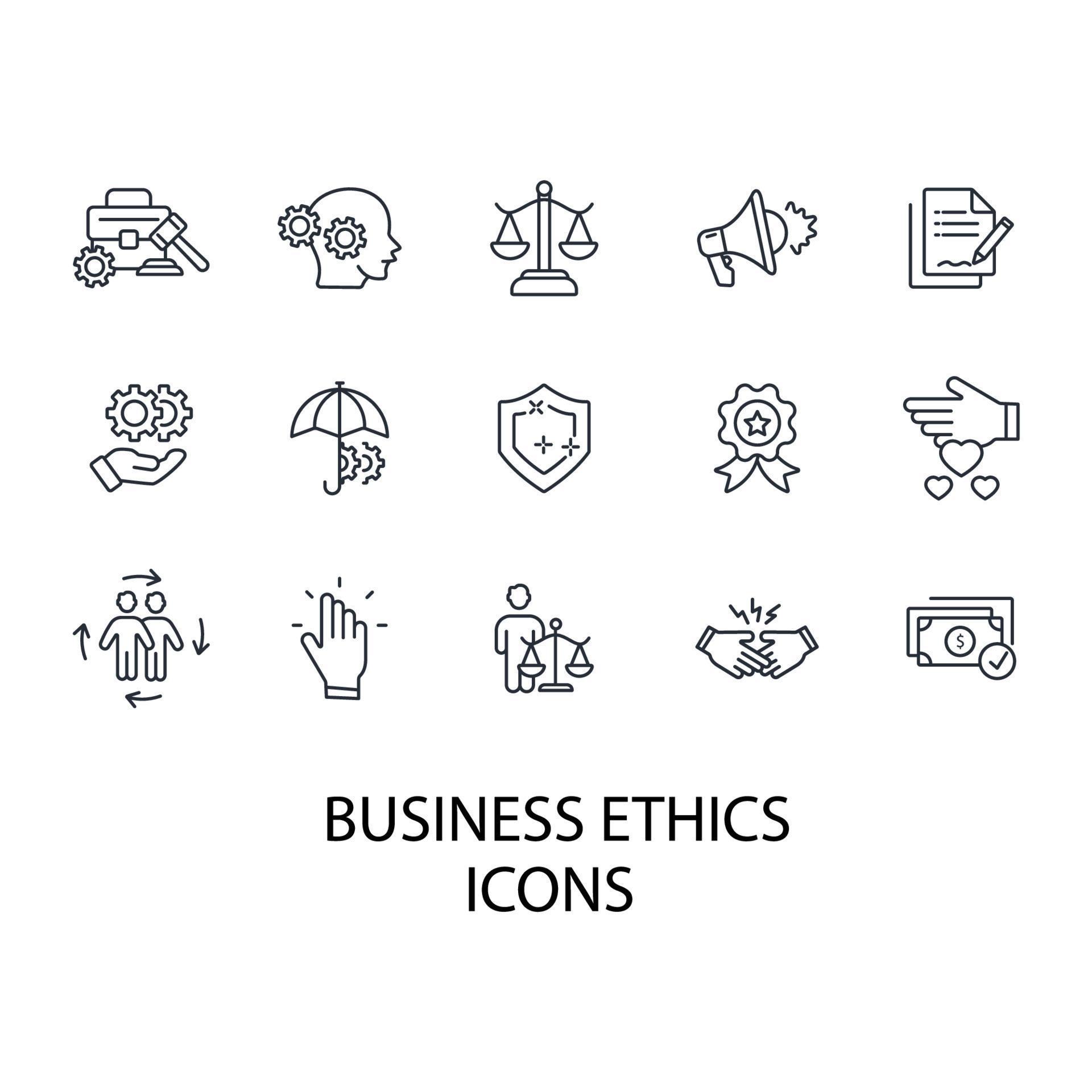 business ethics icons set . business ethics pack symbol vector elements ...