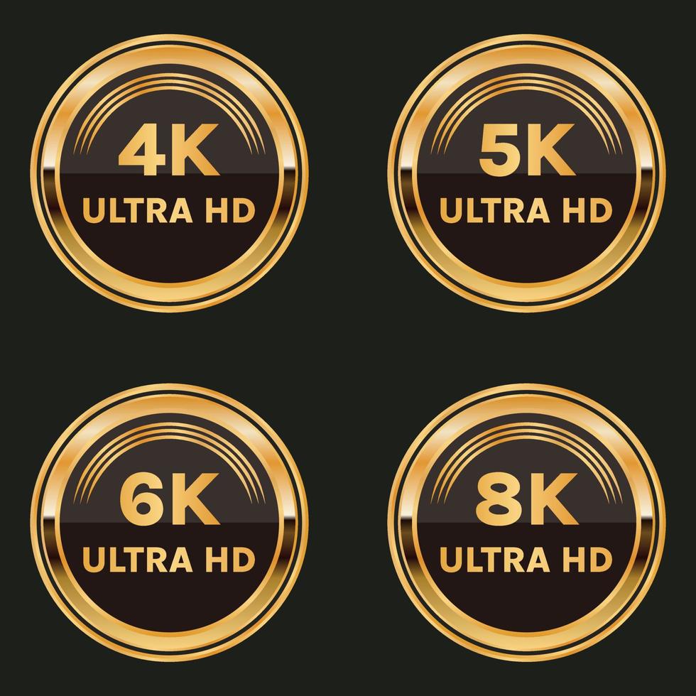 golden 4k ultra hd button 5k ultra hd icon 6k ultra hd label and 8k ultra hd badge set 11469700 ...