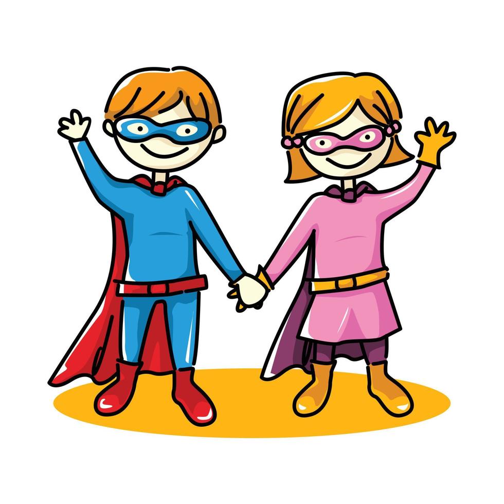 Boy and girl superhero vector character illustration 11469911 Vector ...