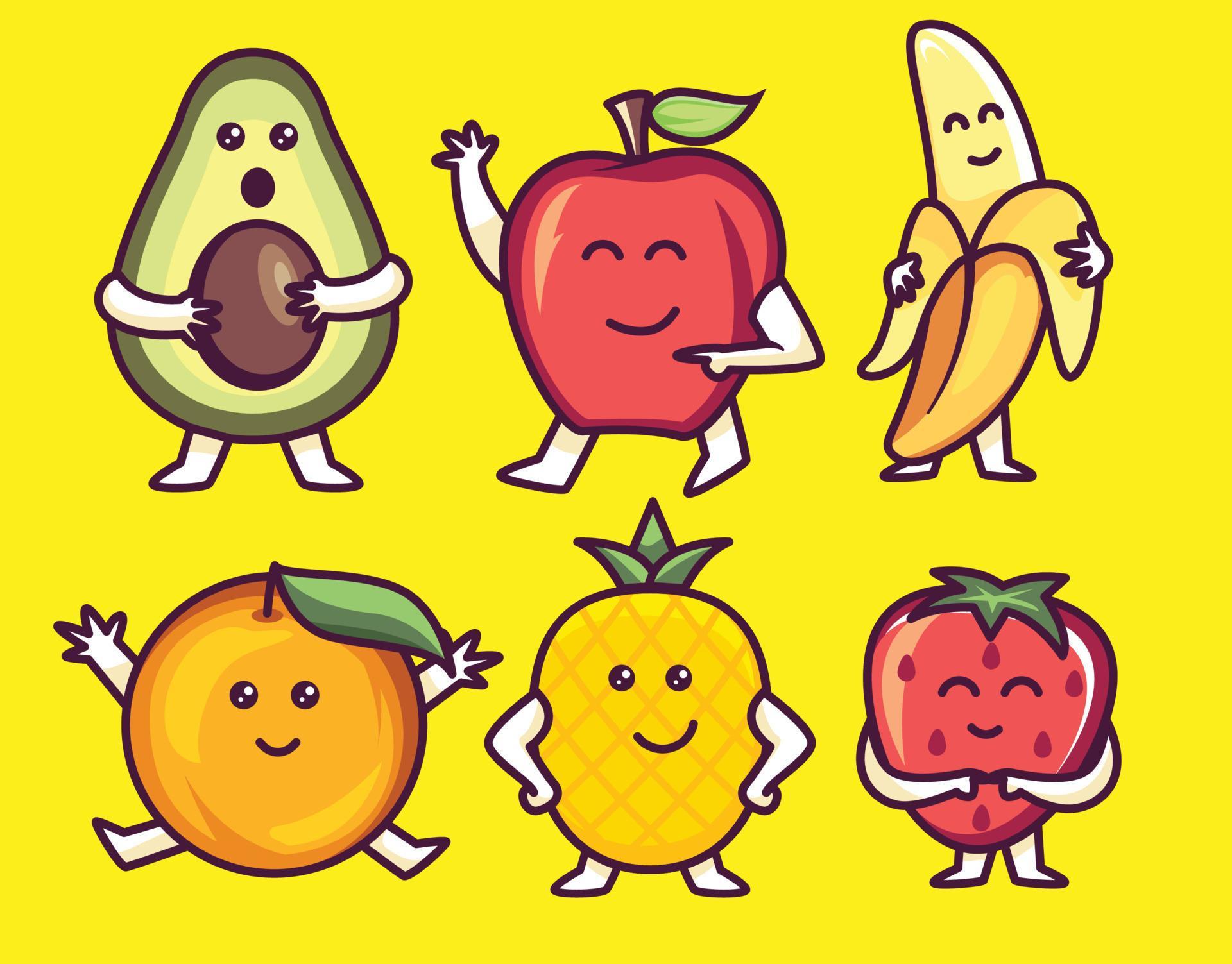 Fruit funny cute character illustration 11477649 Vector Art at Vecteezy