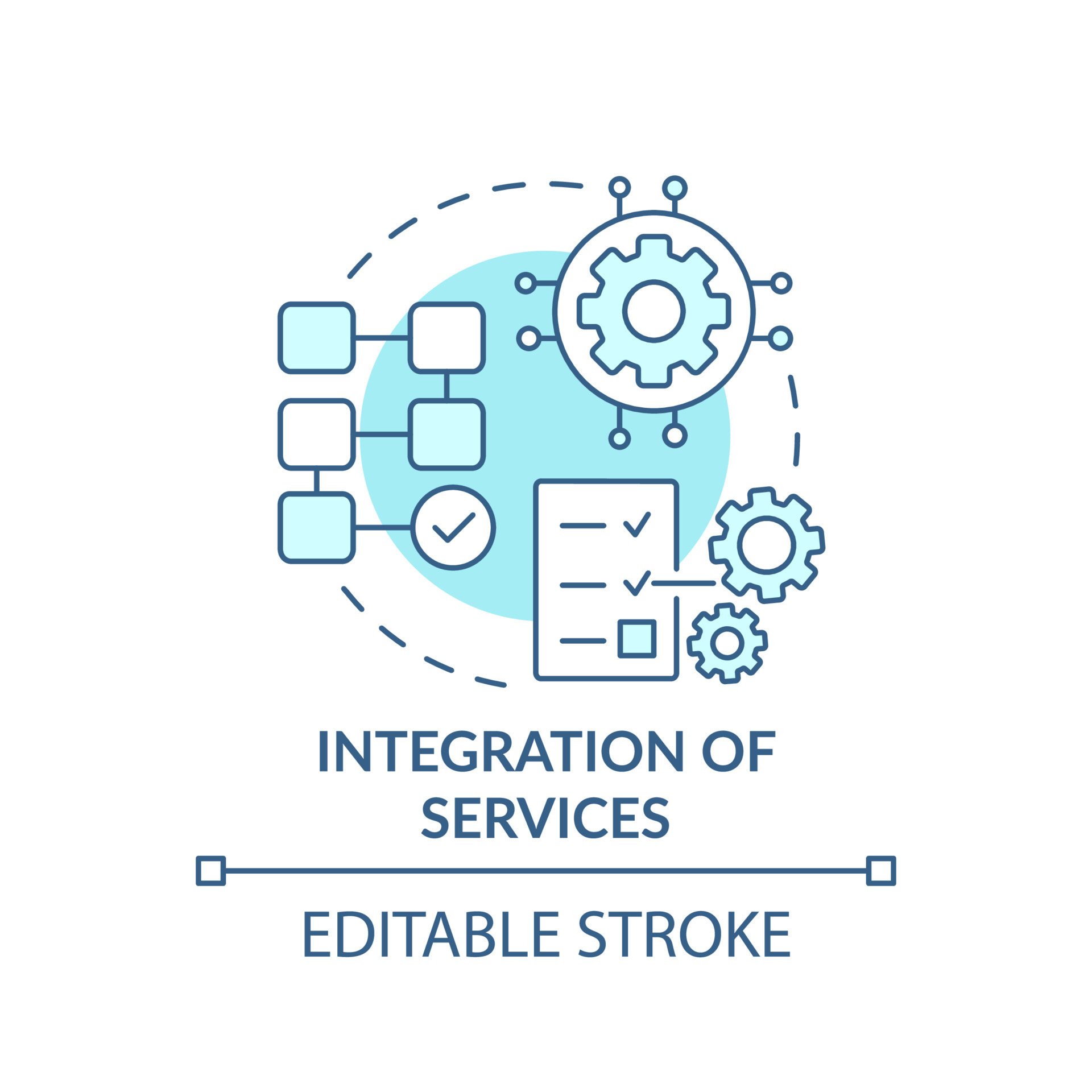 Integration Of Services Turquoise Concept Icon Complex System Maas Component Abstract Idea