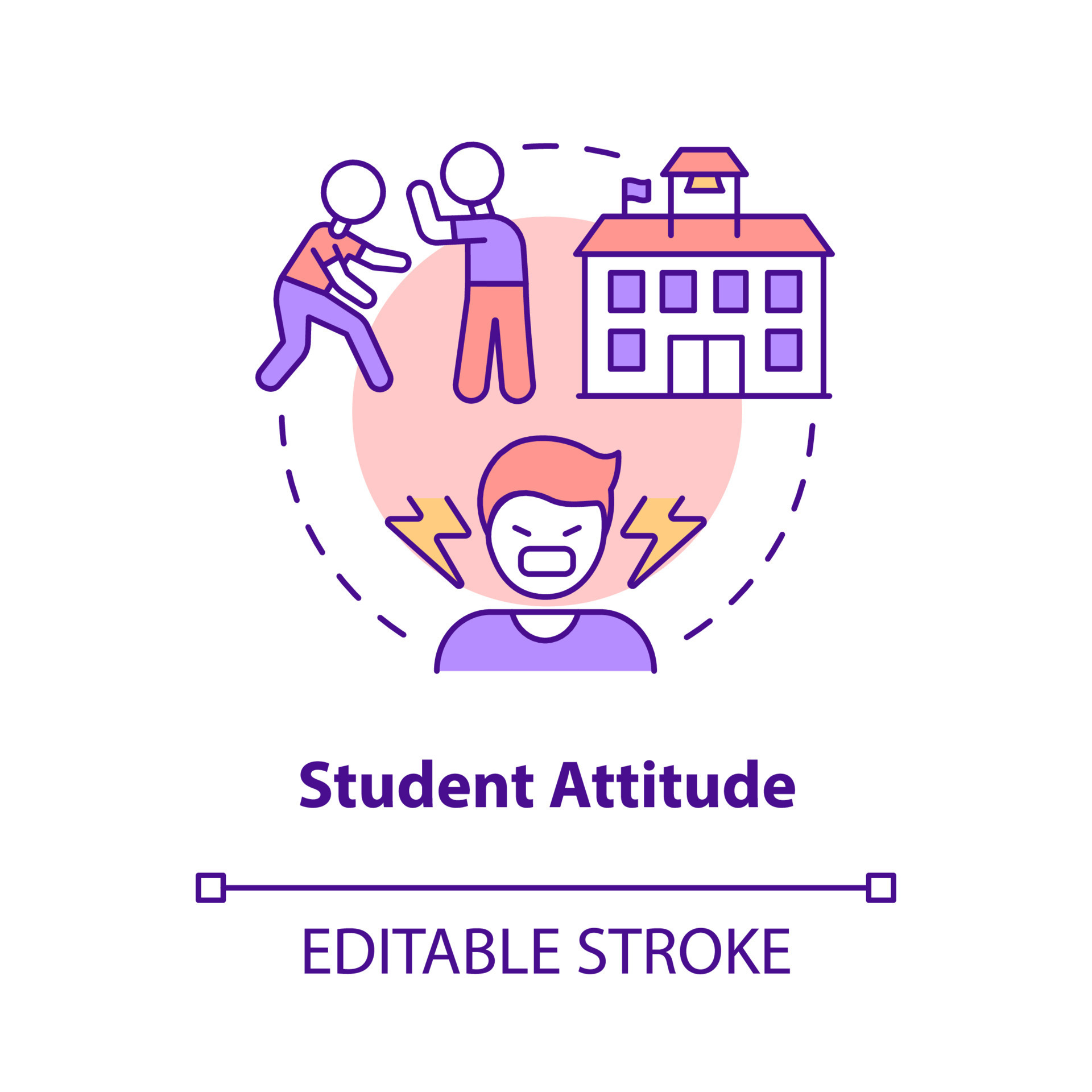 Student attitude concept icon. Poor pupils behavior. Problem in public ...