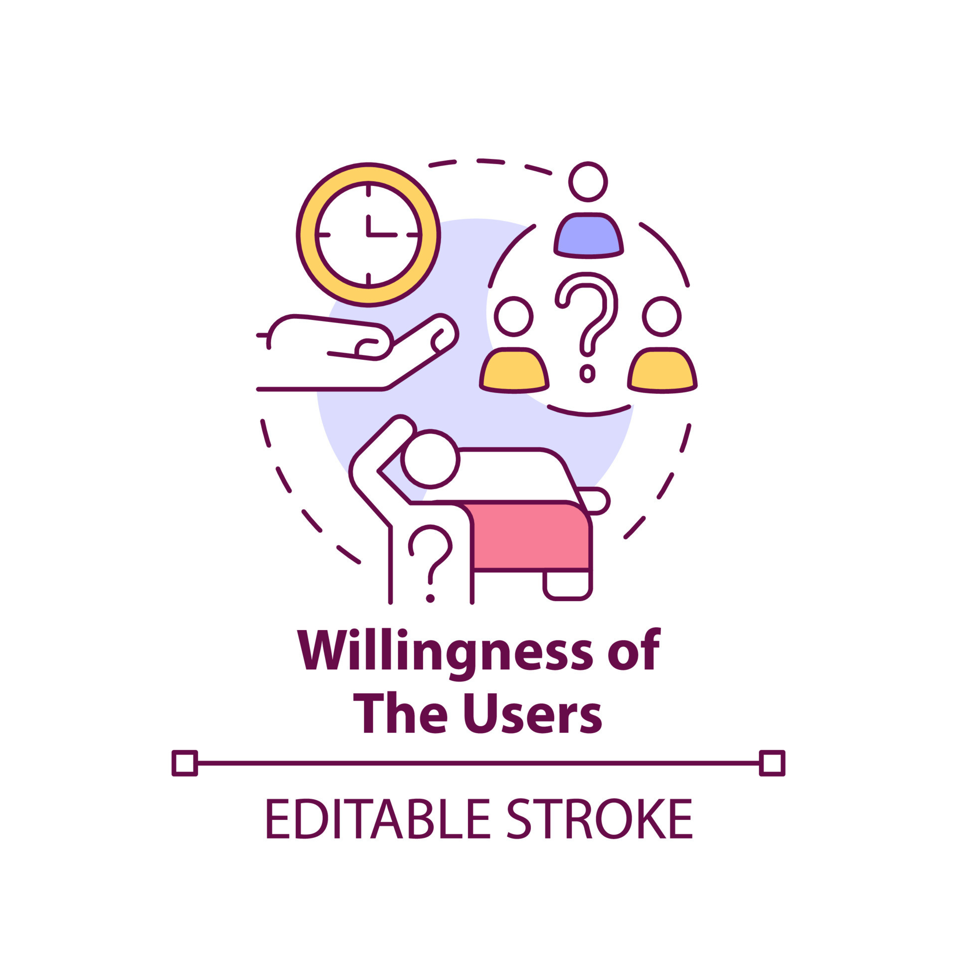 Willingness of users concept icon. Change customer habits. Maas issue ... Willingness of users concept icon. Change customer habits. Maas issue ...