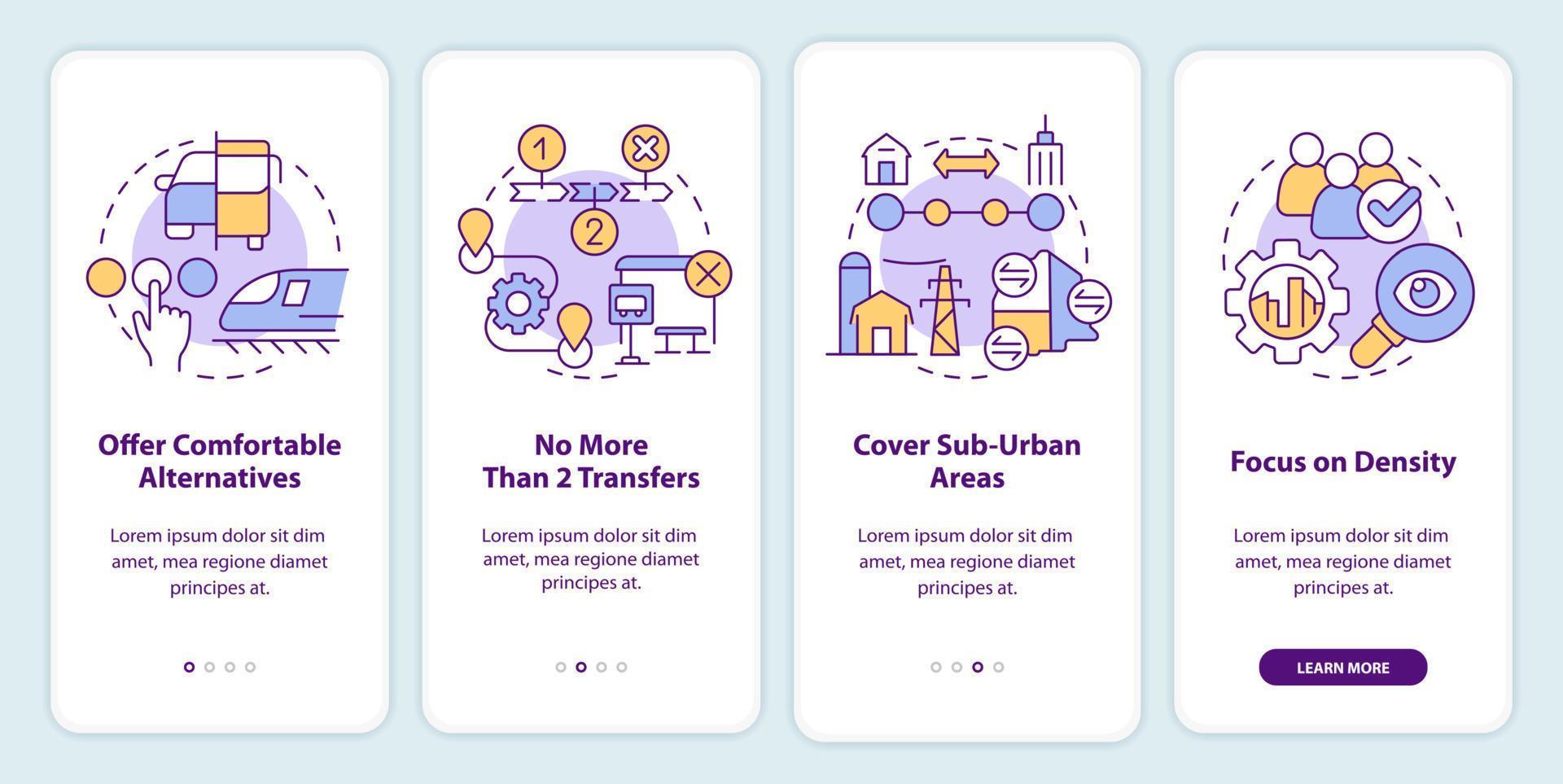 Building Mobility Services Onboarding Mobile App Screen Transport Walkthrough 4 Steps Editable