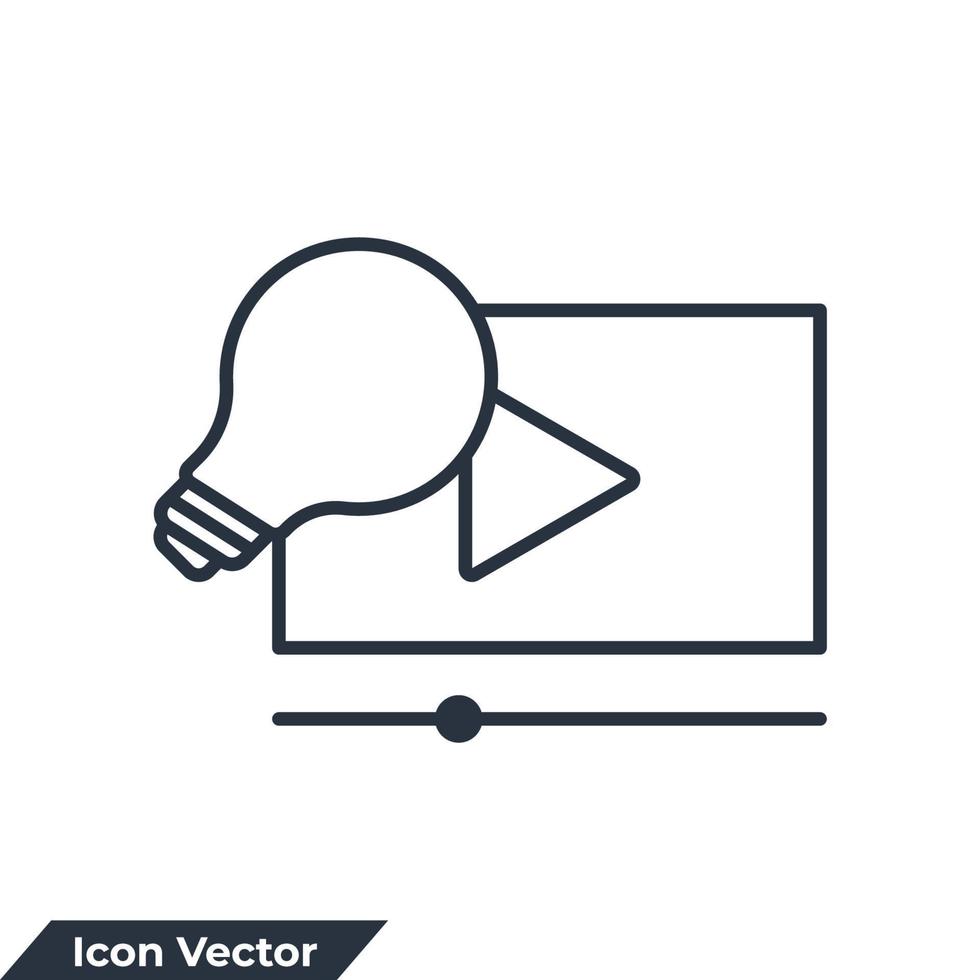 video tutorial icon logo vector illustration. light bulb with video ...