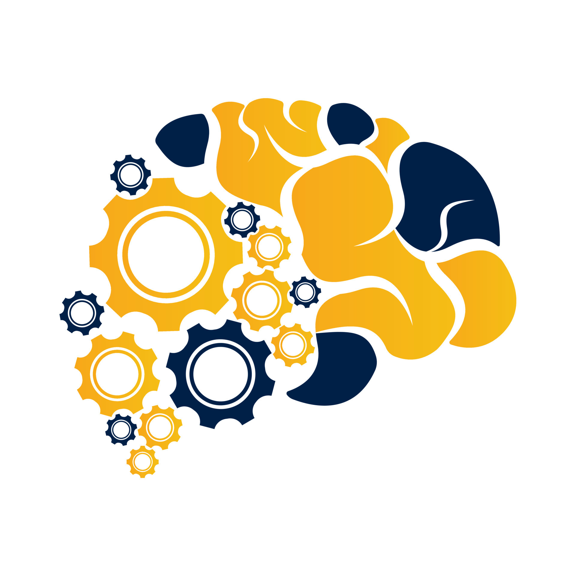 Technical human gears brain vector design. Digital human brain shape ...