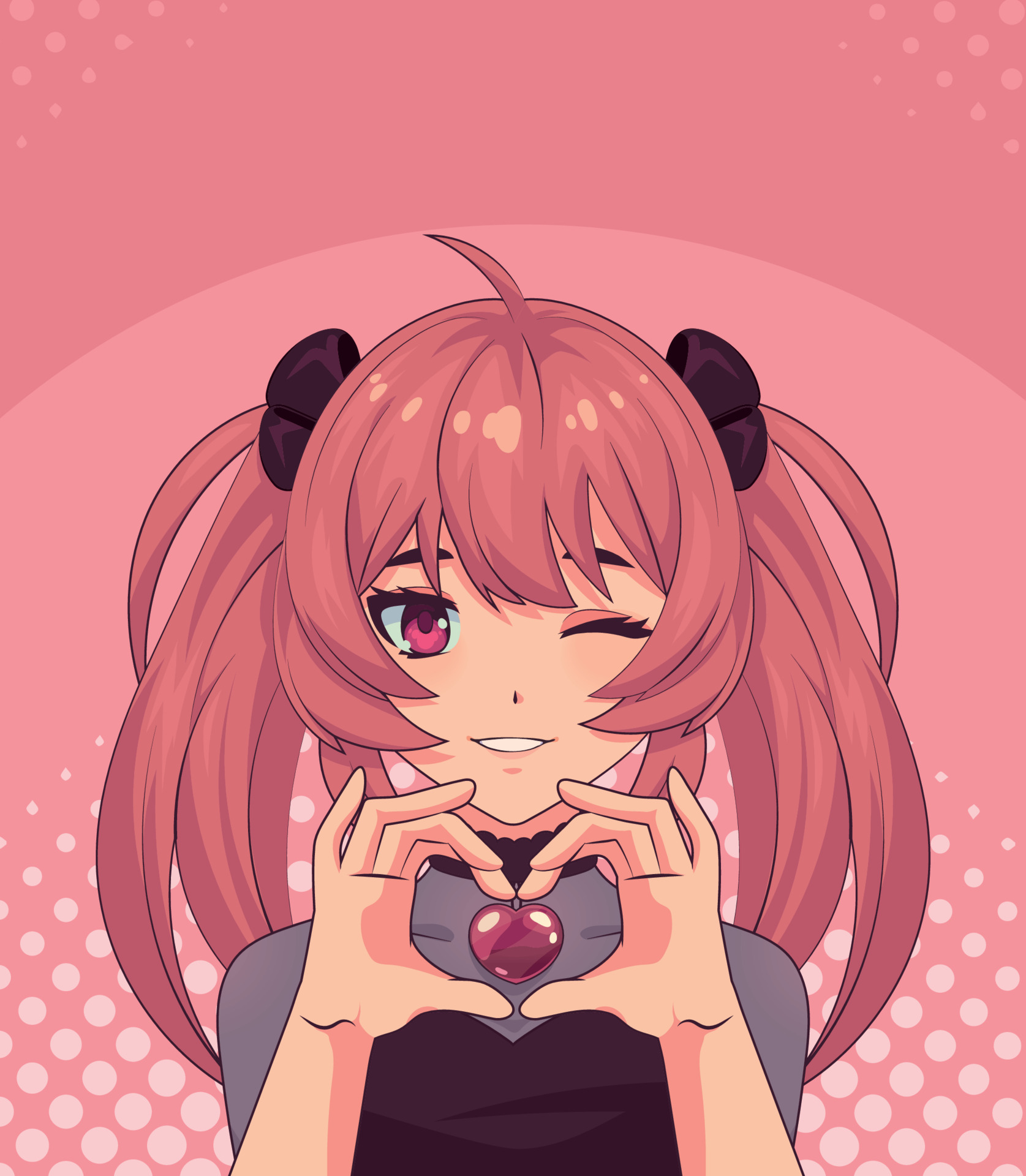 Anime Girl With Heart 11483373 Vector Art At Vecteezy